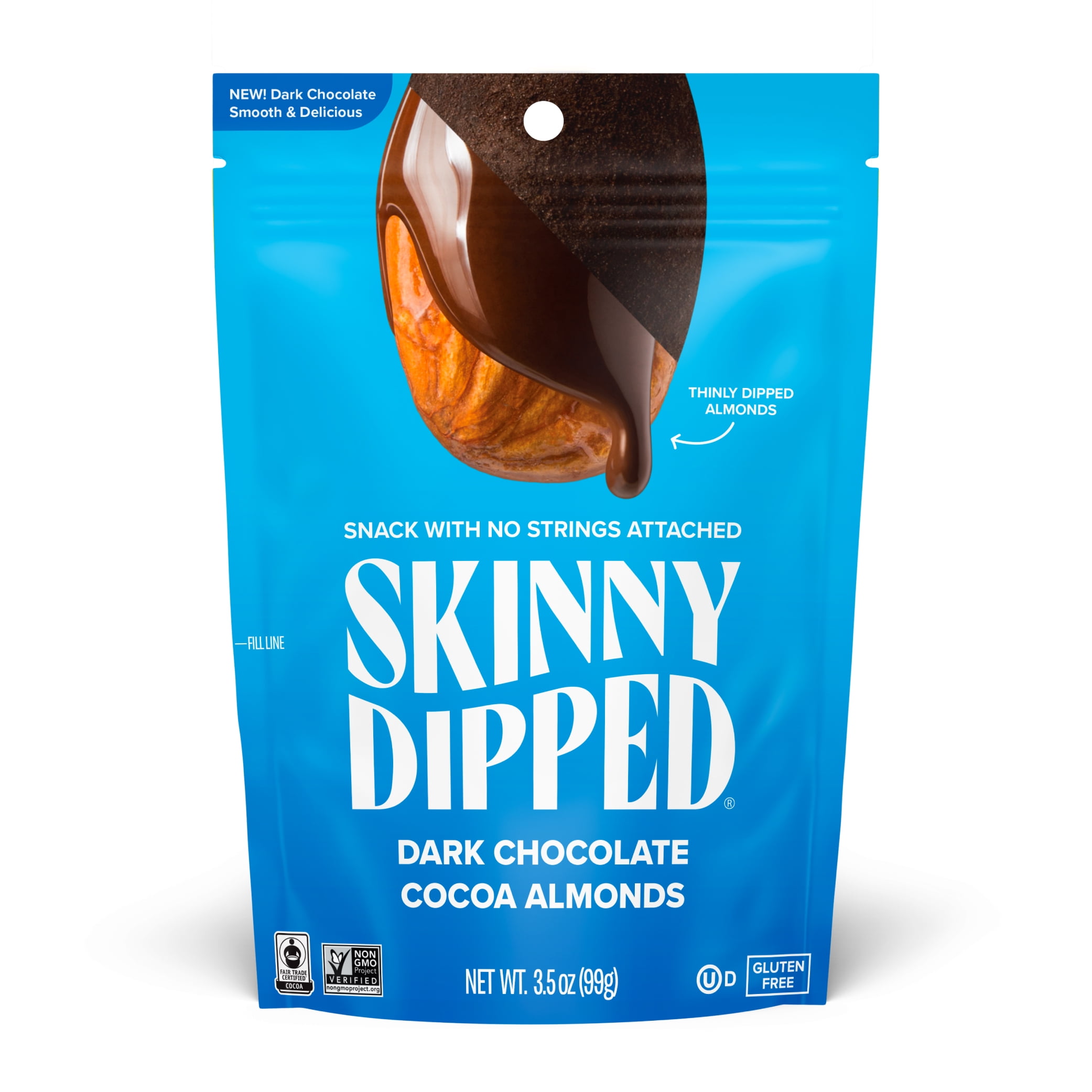 SkinnyDipped Dark Chocolate Cocoa Almonds 3.5oz for Breakroom - Walmart ...
