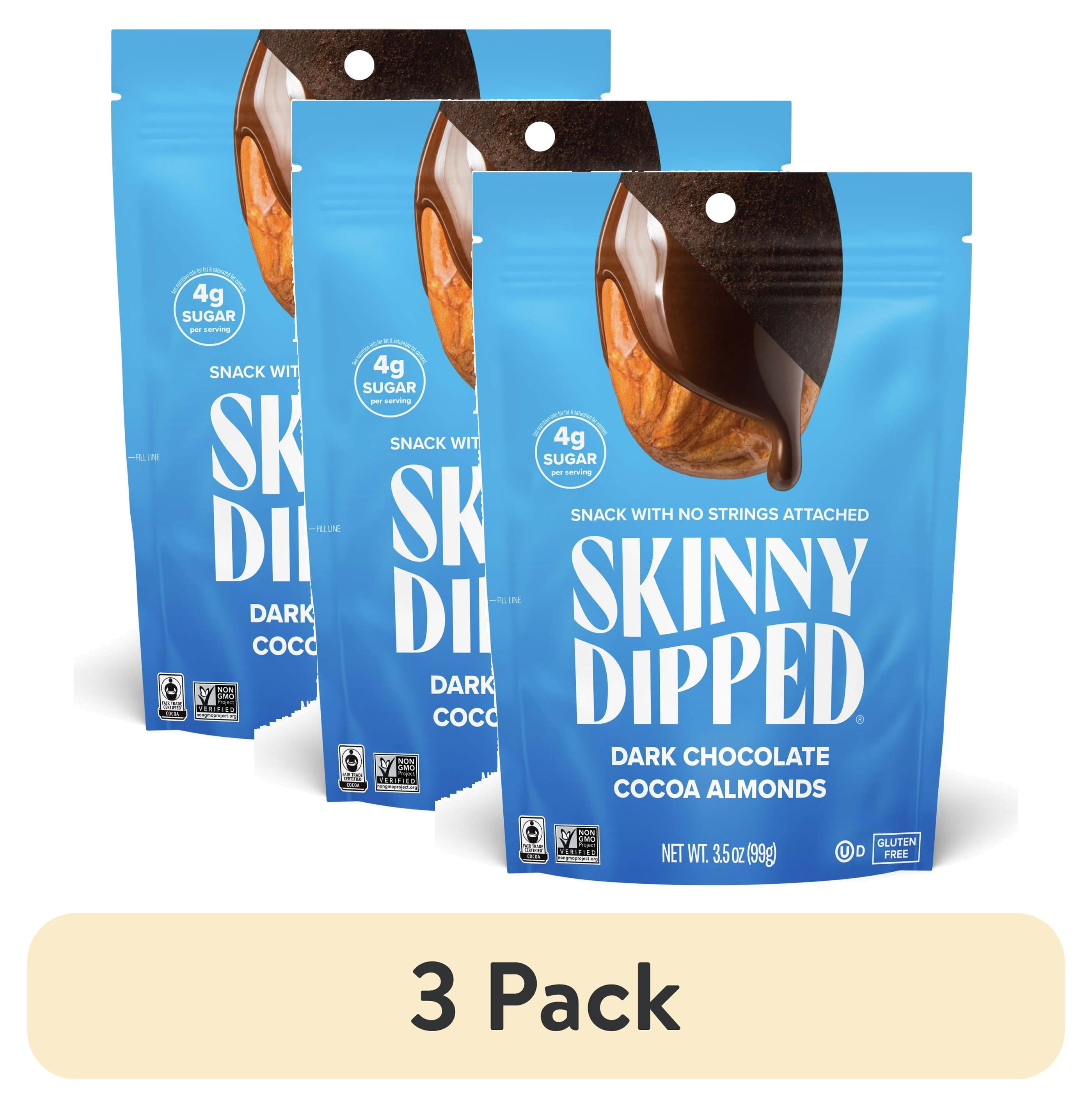 (3 pack) SkinnyDipped Dark Chocolate Cocoa Almonds 3.5 oz - Walmart.com