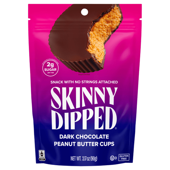 SkinnyDipped Dark Chocolate Peanut Butter Cups – 3.17 oz Bag of ...