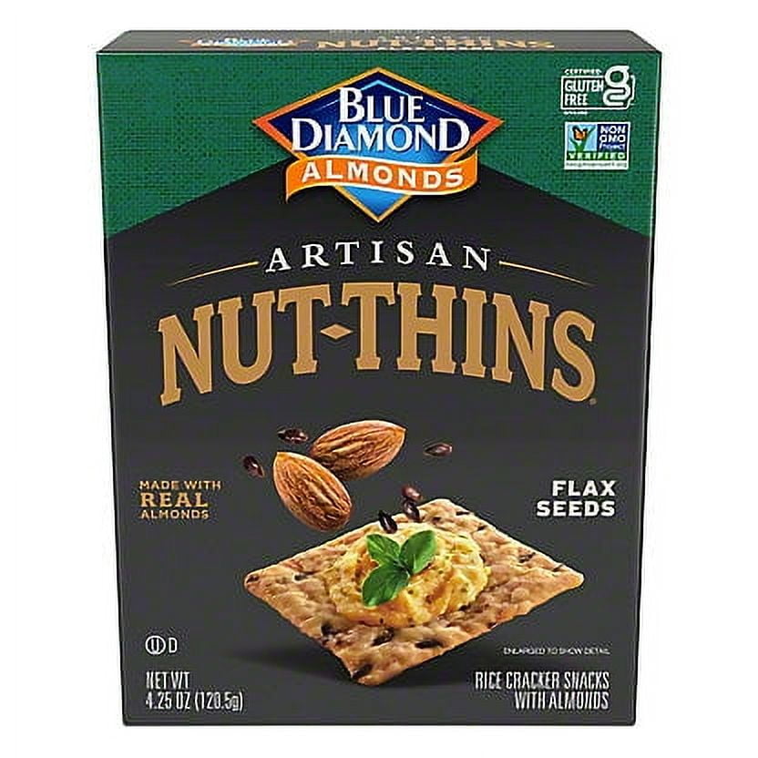 2 Pack - Blue Diamond Artisan Nut-Thins Flax Seeds Cracker Snacks, 4.25 ...