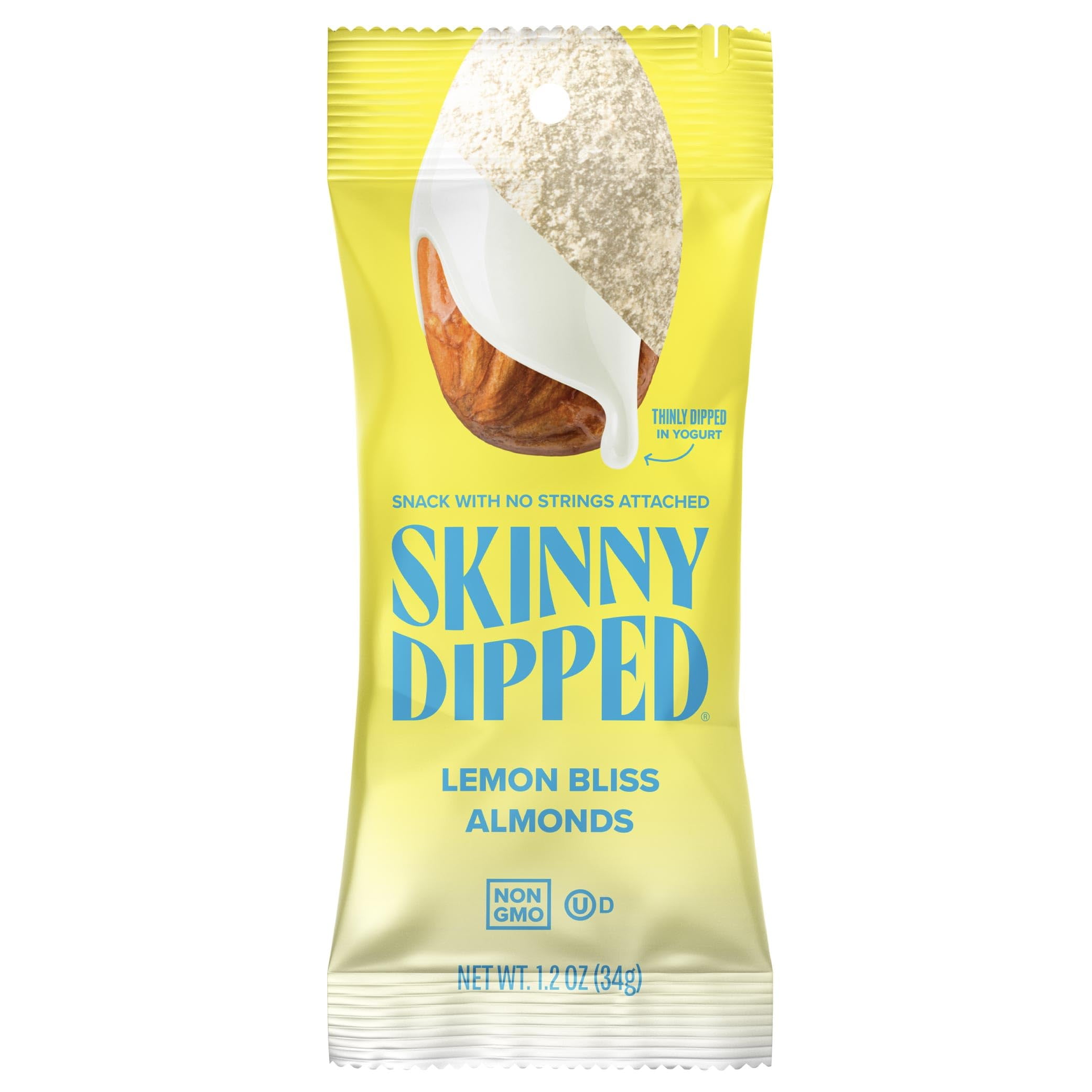 SkinnyDipped Lemon Bliss Yogurt BDF32 Covered Almonds, Healthy Snack, Plant Protein, Gluten Free ...