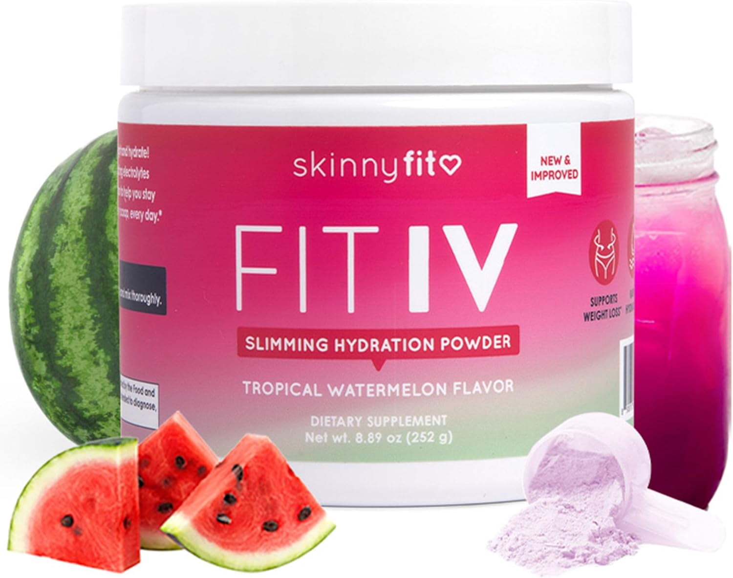 SkinnyFit - Fit IV Slimming Hydration Powder, Tropical Watermelon (Jar ...