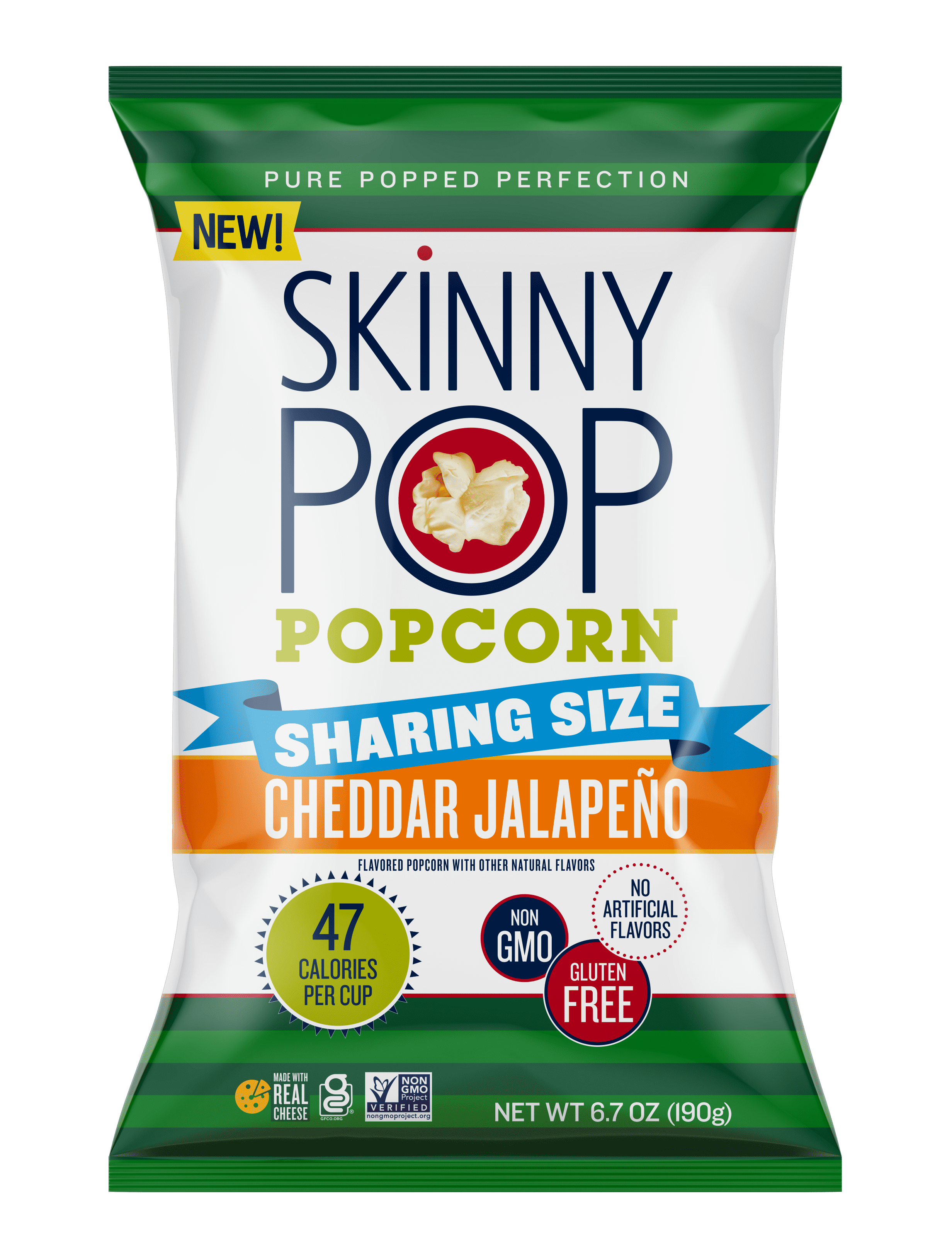 SkinnyPop Gluten-Free Cheddar Jalapeño Popcorn, 6.7 oz Sharing-Size Bag ...