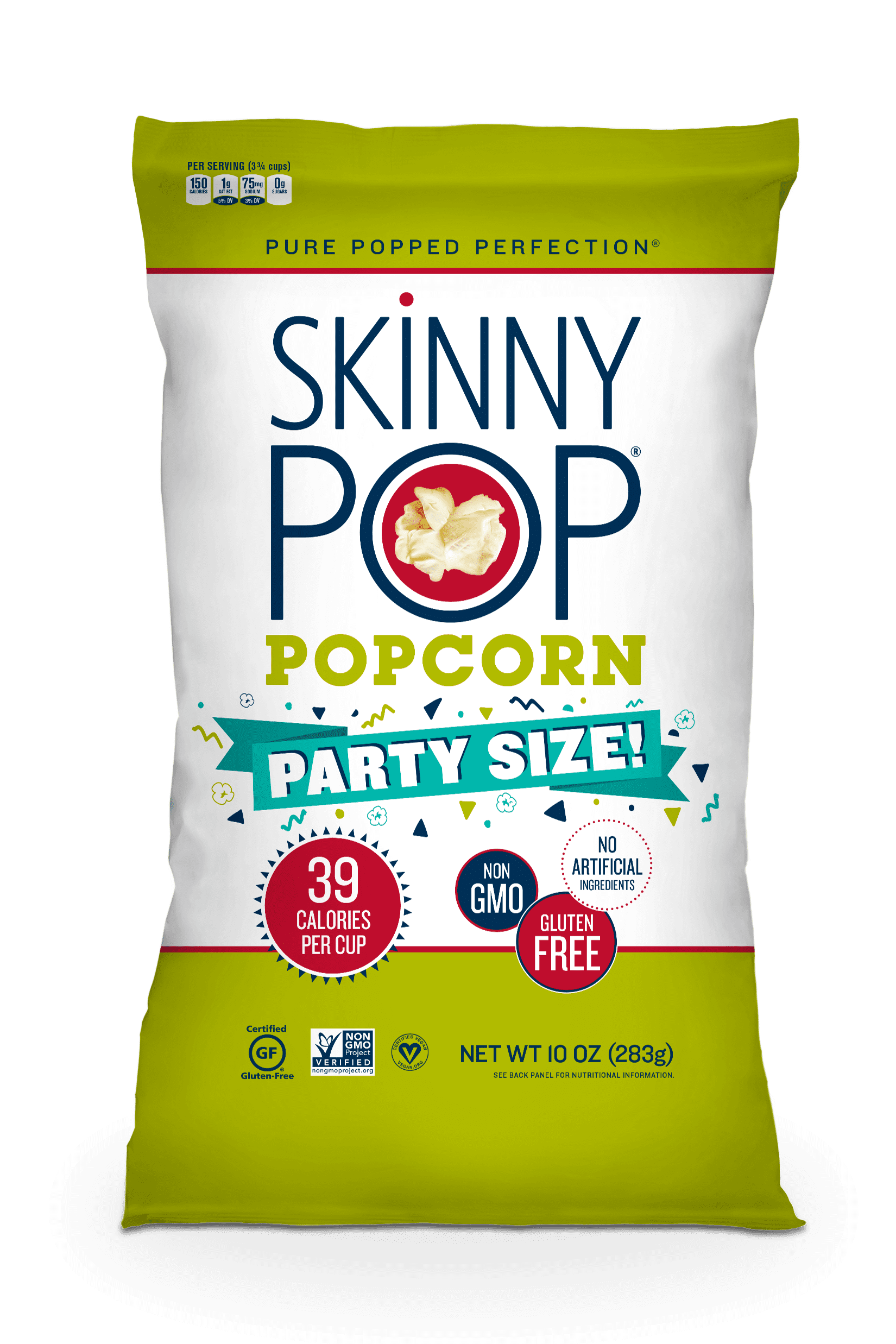 SkinnyPop Gluten-Free Original Popcorn Snack, 10 oz Party-Size Bag ...