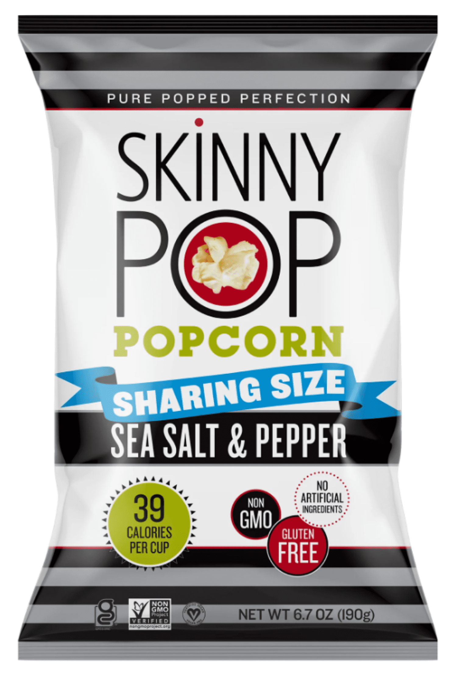 SkinnyPop Gluten-Free Sea Salt & Black Pepper Popcorn, 6.7 oz Sharing ...
