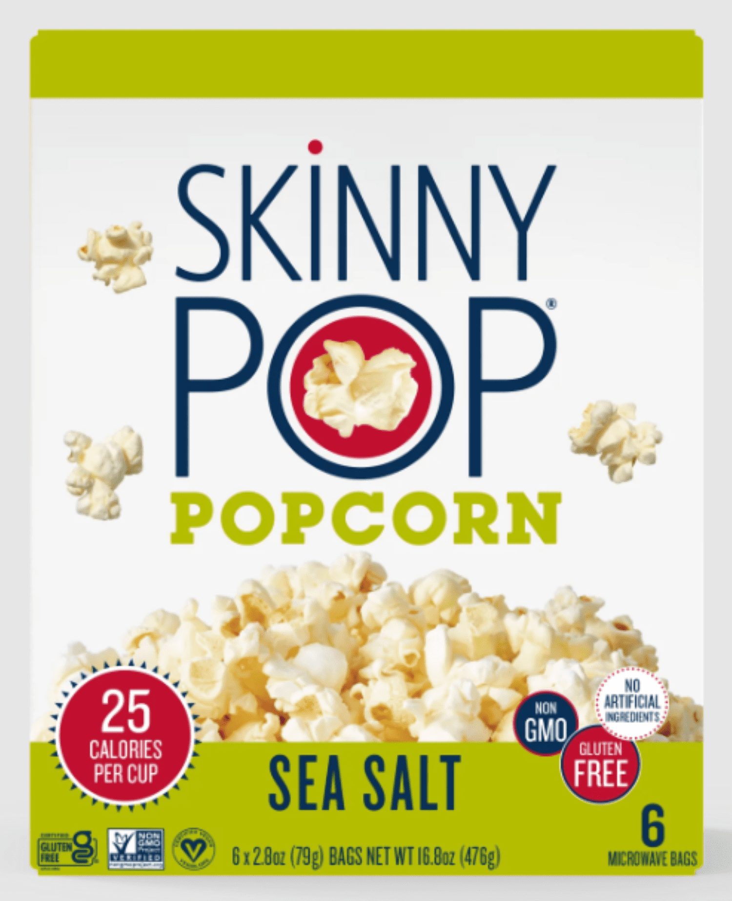 SkinnyPop Bagged Popped Sea Salt Microwave Popcorn, 2.8 oz, 6 Pack ...