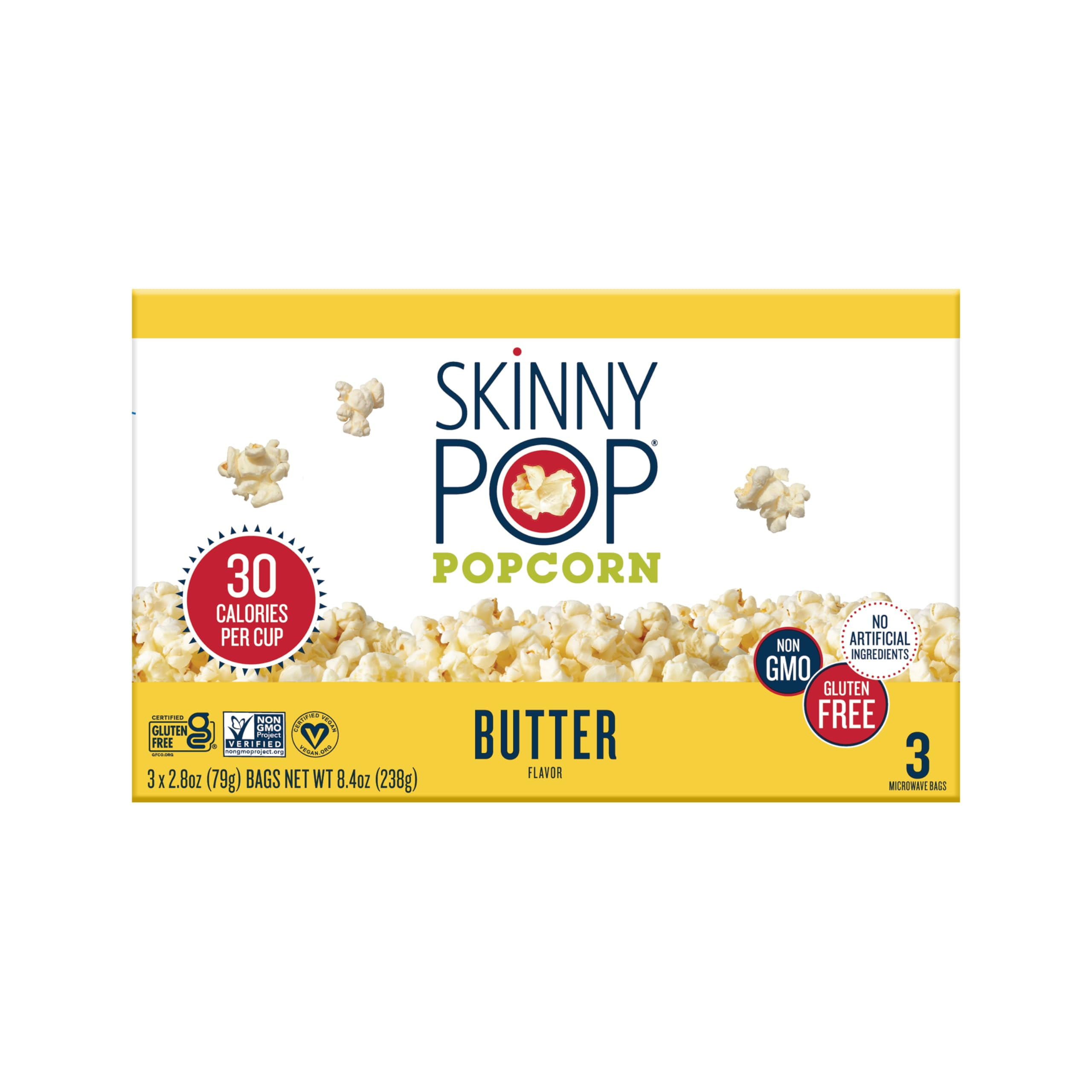 SkinnyPop Popcorn, Butter Microwave, AIF9 2.8oz, 12 Boxes (3 Bags per ...