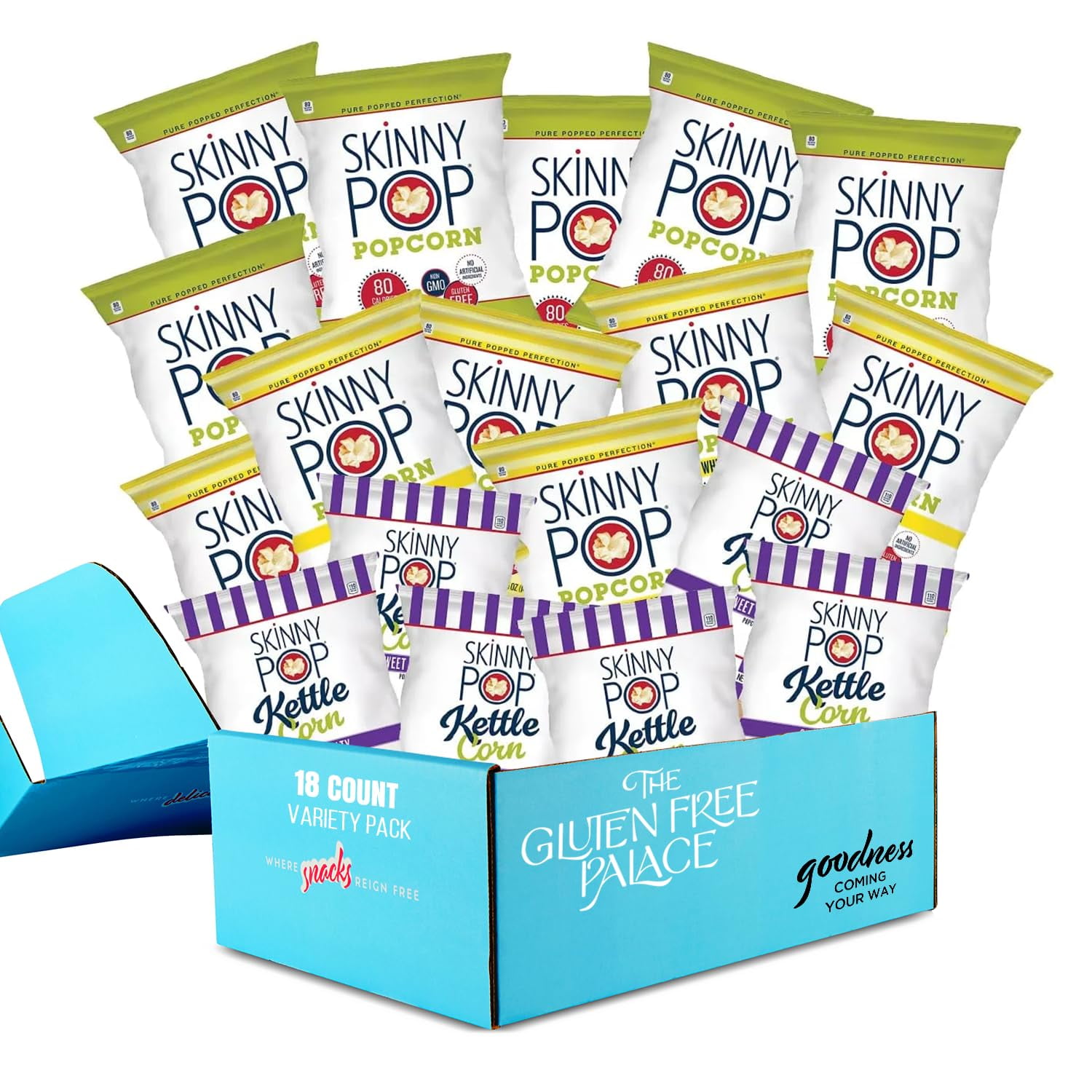 SkinnyPop Popcorn Variety Pack – Pack of 18 Snack Packs In 3 Popcorn ...
