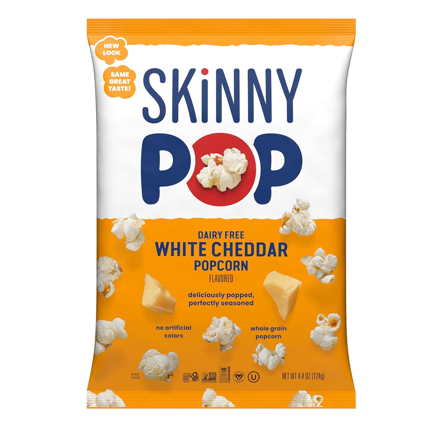 SkinnyPop Popcorn, White Cheddar, Whole Grain, Dairy-Free Snack, 4.4oz ...