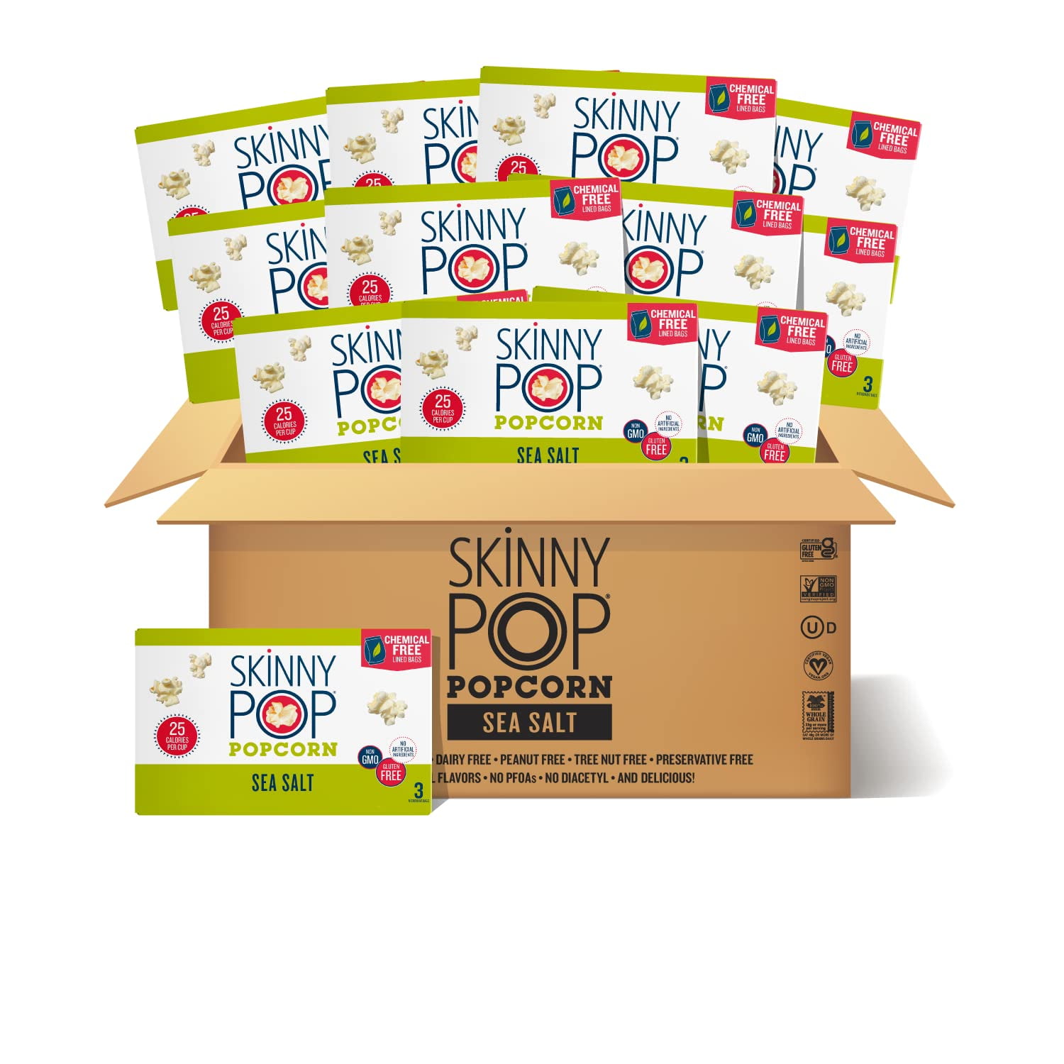 SkinnyPop Sea Salt Microwave SSF20 Popcorn Bags, Healthy Microwavable ...