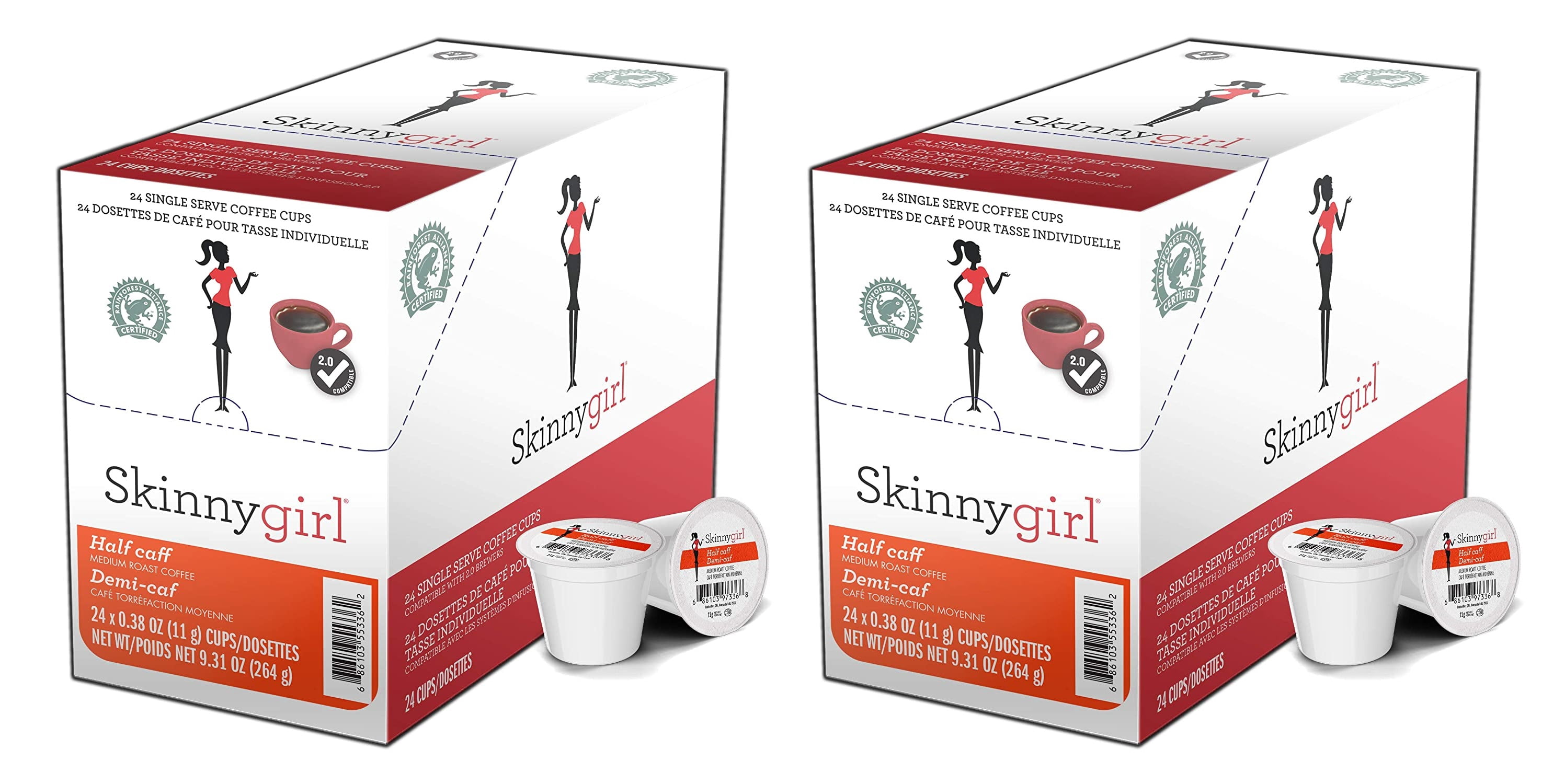 Skinnygirl Half Caff Coffee Pods, Reduced Caffeine Medium Roast Coffee ...