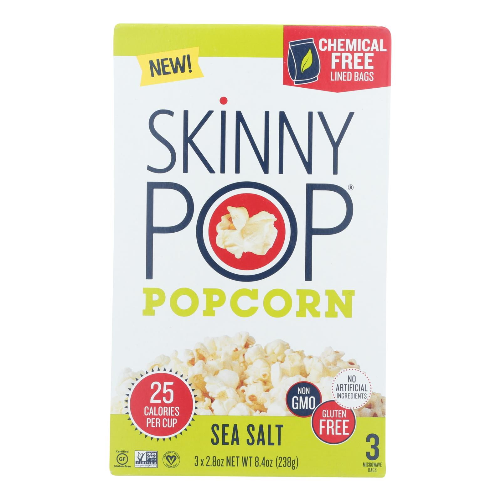 Skinnypop Popcorn - Popcorn Micro Sea Salt 3pk - Case of 12 - 3/2.8 OZ ...