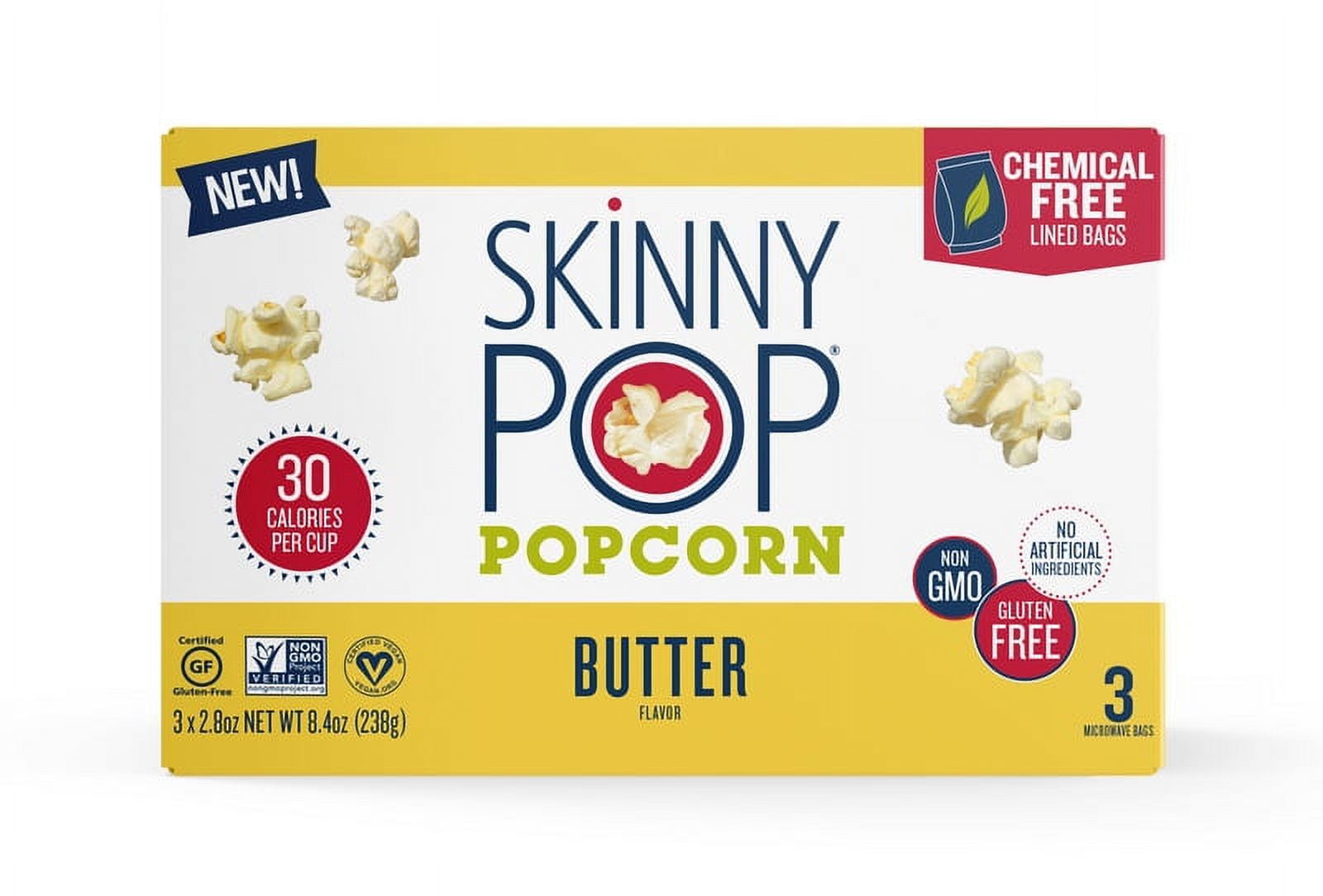 Skinnypop Popcorn Skinnypop Butter Flavored, 8.4 oz - Case of 12 ...