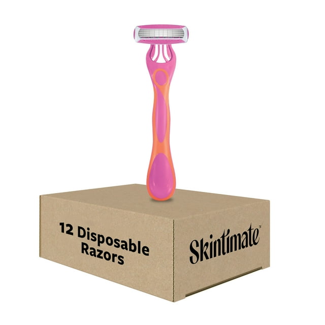 Skintimate 4-Blade Disposable Razor for Women, Raspberry Rain, 12 Ct ...