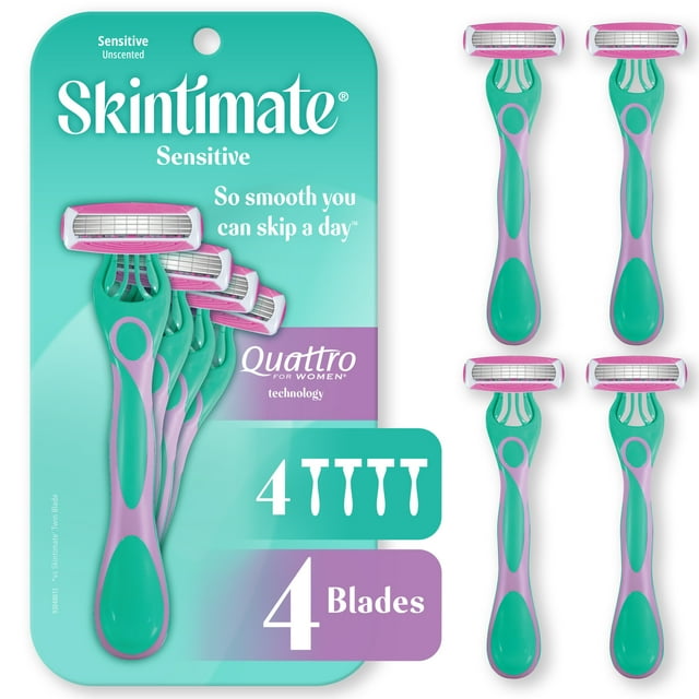 Skintimate 4-Blade Sensitive Disposable Womens Razors, 4 ct - Walmart.com