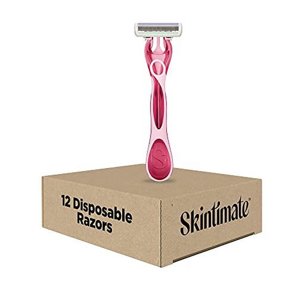 Skintimate Raspberry Rain Disposable Razors for Women, 12 Count ...