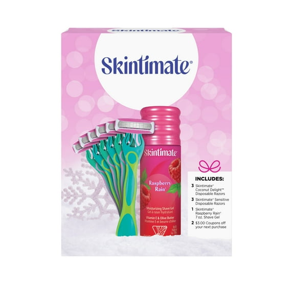 Skintimate Womens Shave Gift Set, Pink, Includes 6 4-Blade Disposable ...