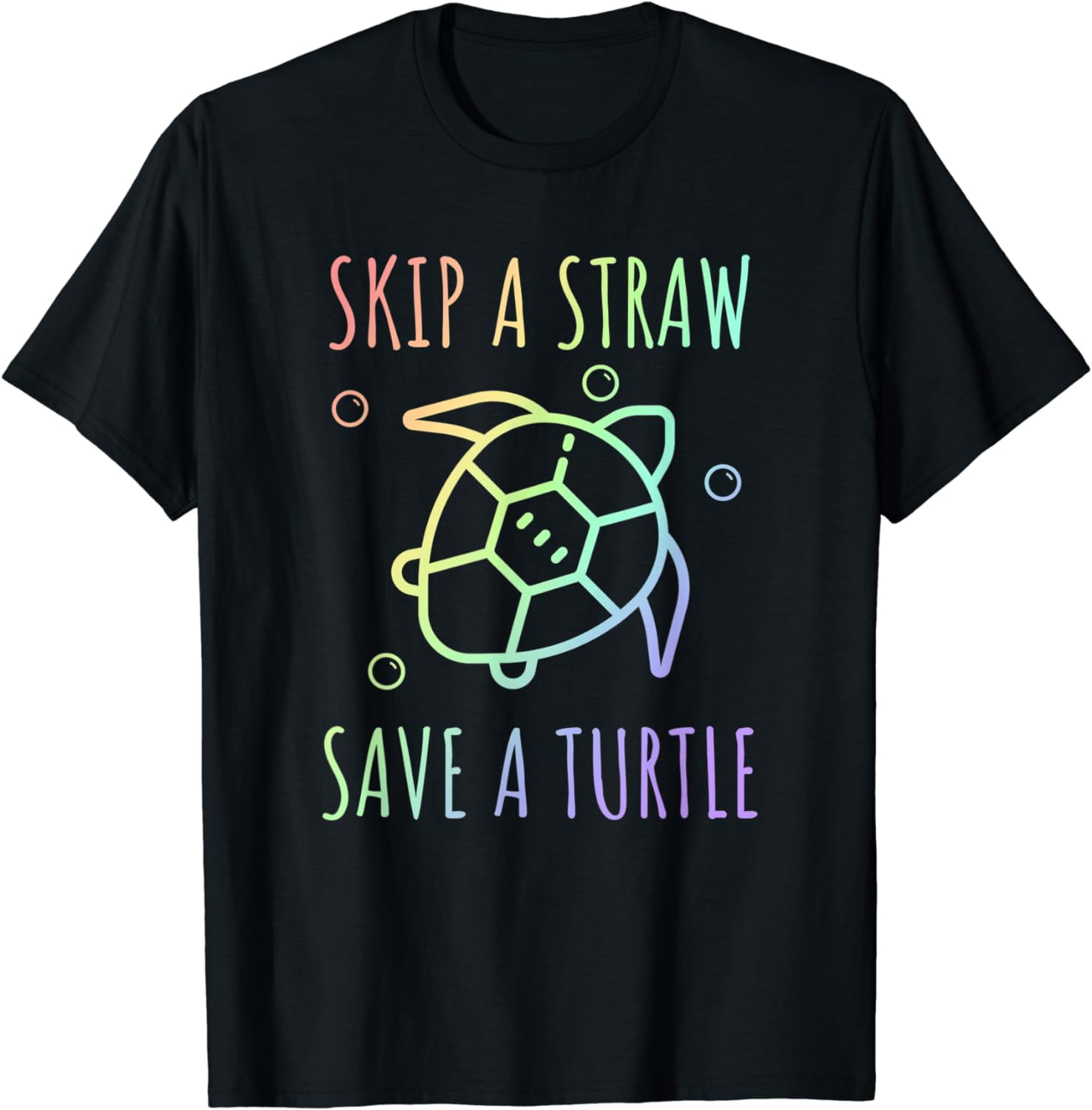 Skip A Straw Save A Turtle Rainbow Anti Pollution T-Shirt - Walmart.com