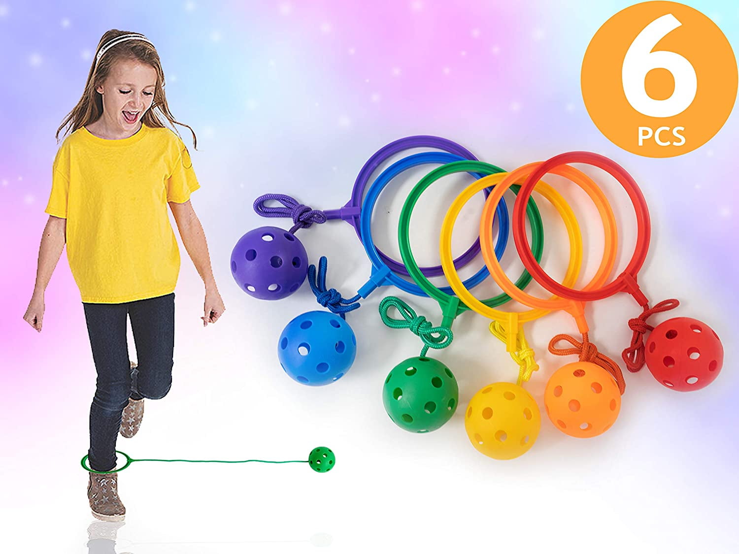 6-Pack Colorful Skip Jump Rope - Swing Ball Game for Indoor/Outdoor ...