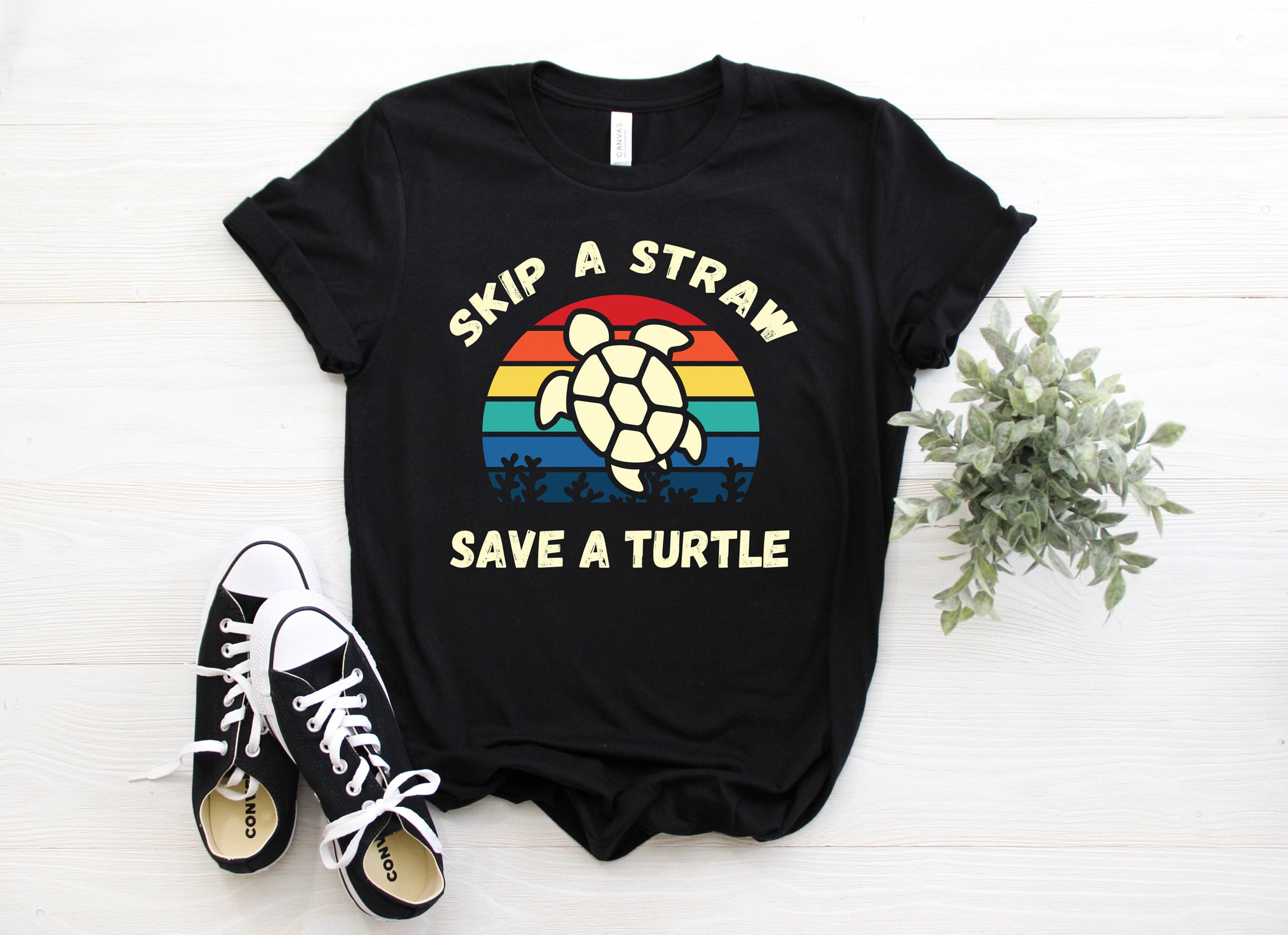 Skip The Plastic Straw To Save A Turtle Turtles Ocean Lover T-Shirt ...