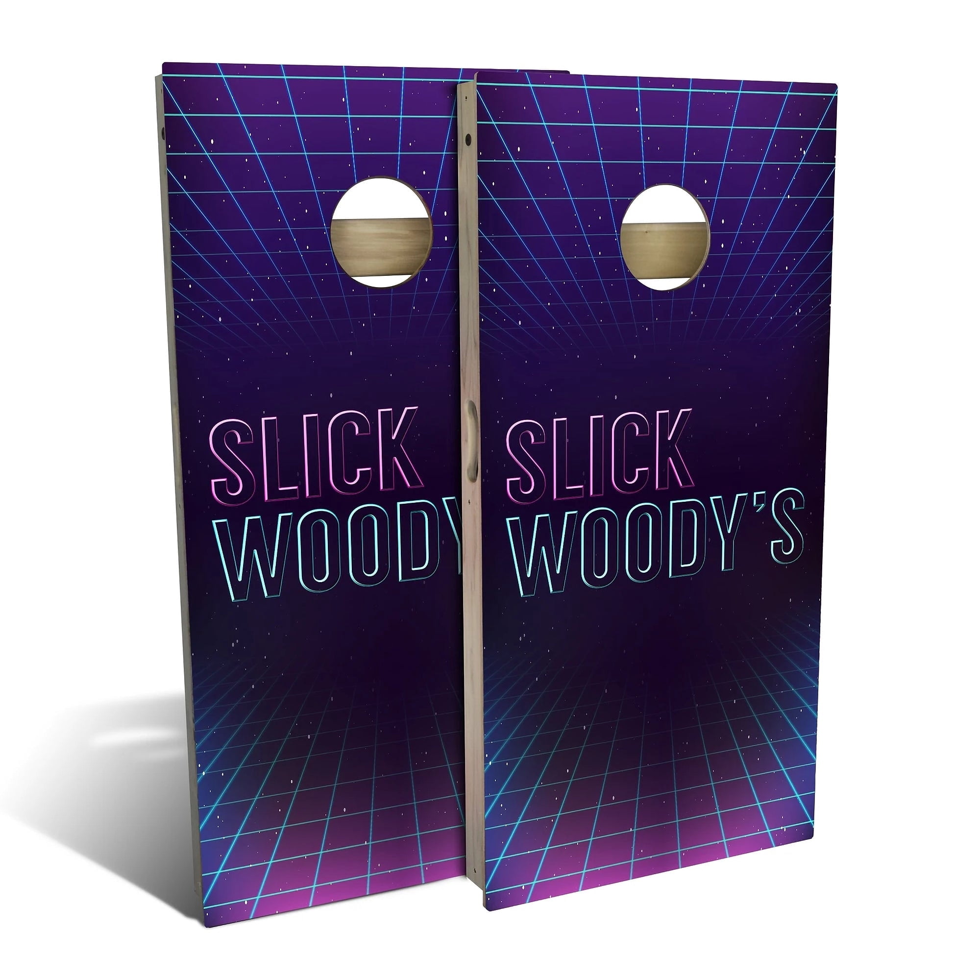 Skip's Garage 80s Neon Logo Outdoor Cornhole Board Set Include Carrying ...
