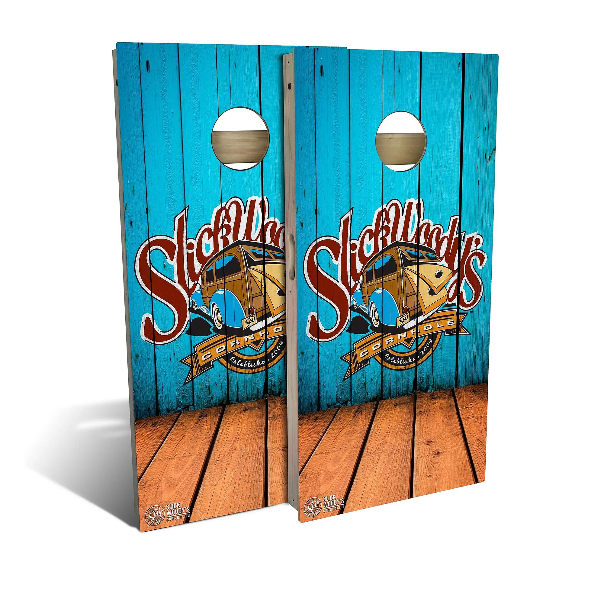 Skip's Garage Angled Wood Solid Wood Cornhole Board Set - Walmart.com