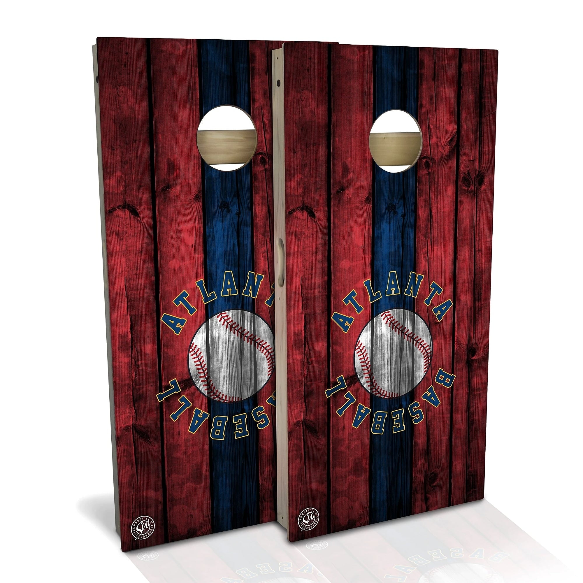 Skip's Garage Atlanta Baseball Outdoor Cornhole Board Set Include Hole ...