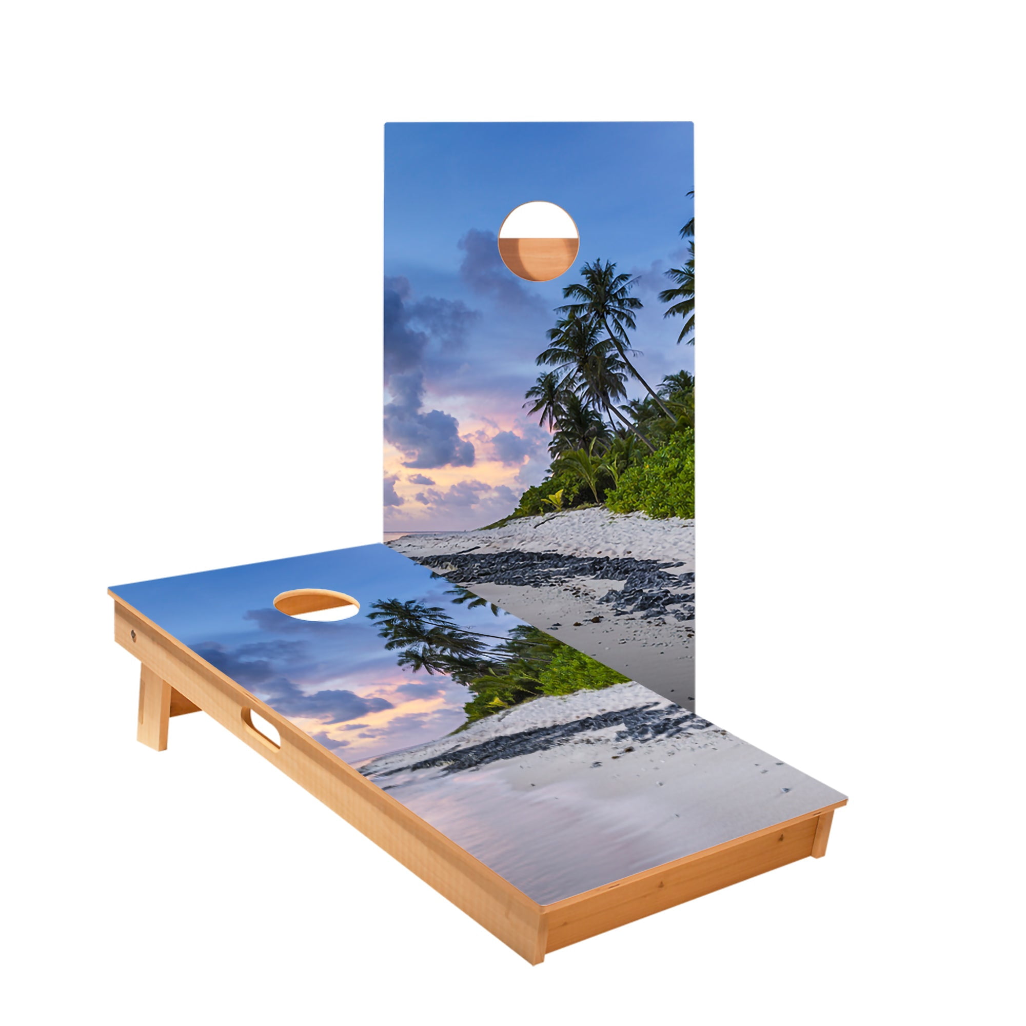 Skip's Garage | Beach Scene Cornhole Boards | Includes (2) Boards ...