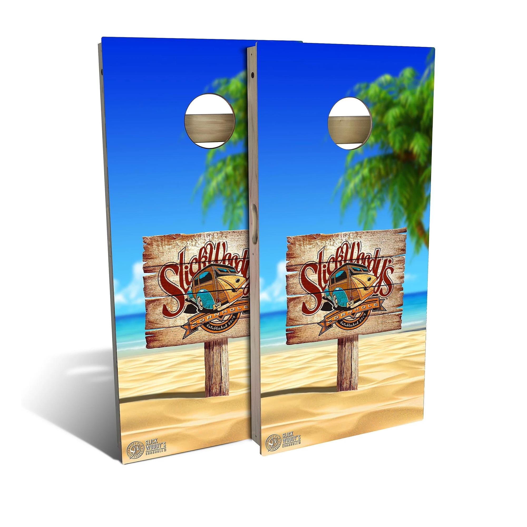 Skip's Garage Beach Sign Solid Wood Cornhole Board Set - Walmart.com