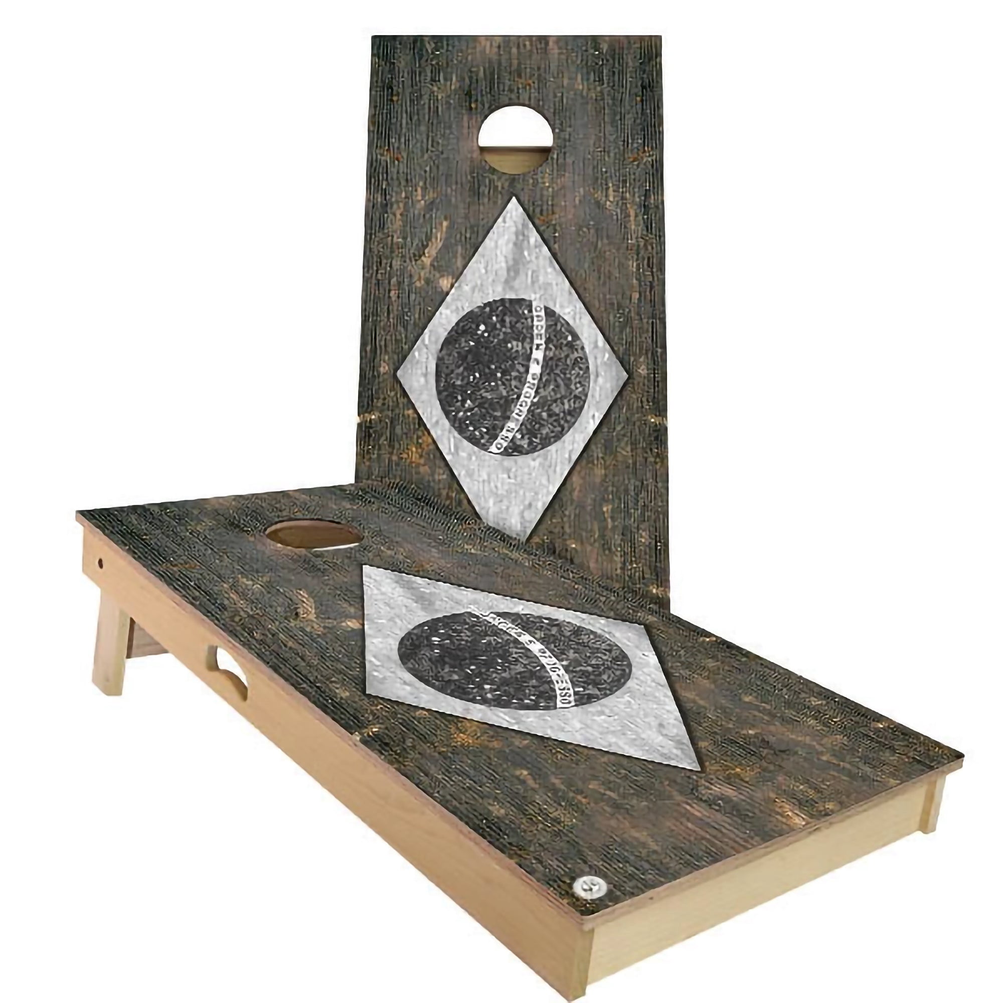 Skip's Garage | Brazil Flag Rustic Cornhole Board Set | Includes (2 ...