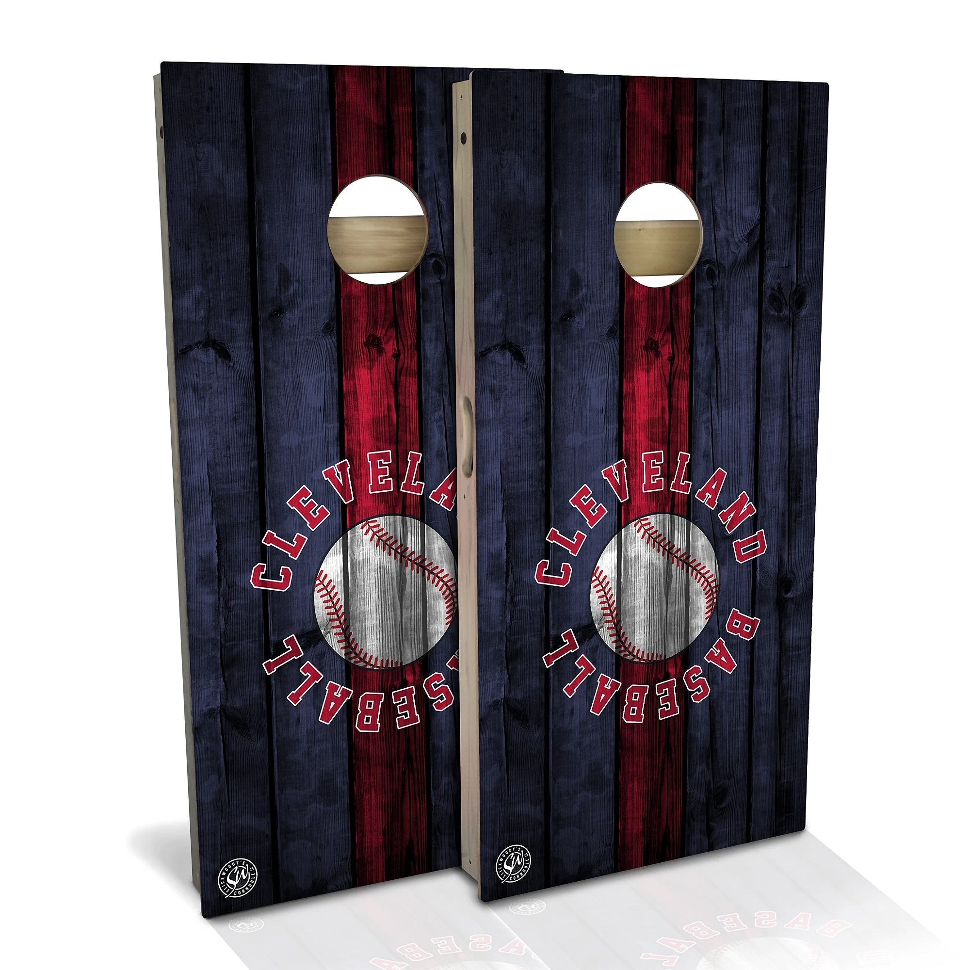 Skip's Garage Cleveland Baseball Outdoor Cornhole Board Set Include ...