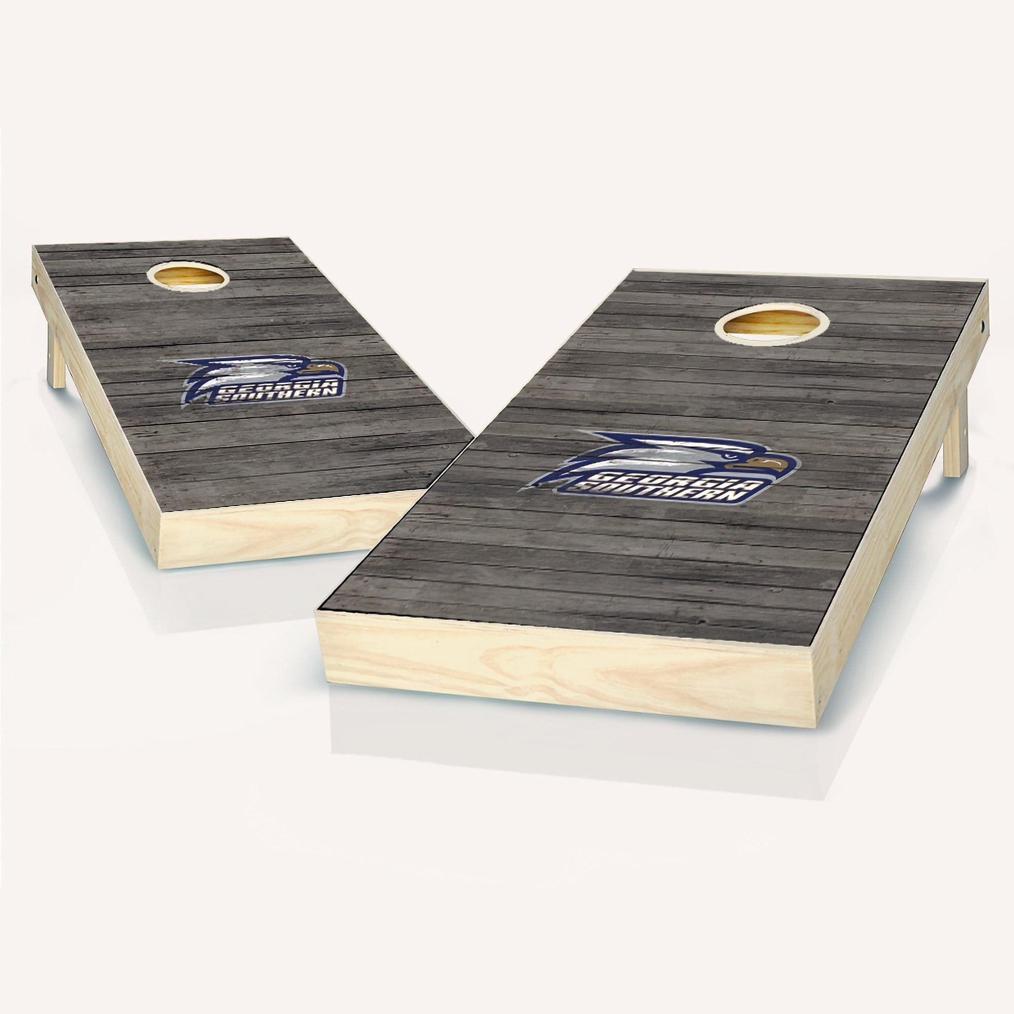 Skip's Garage Georgia Southern Distressed Outdoor Cornhole Board Set ...