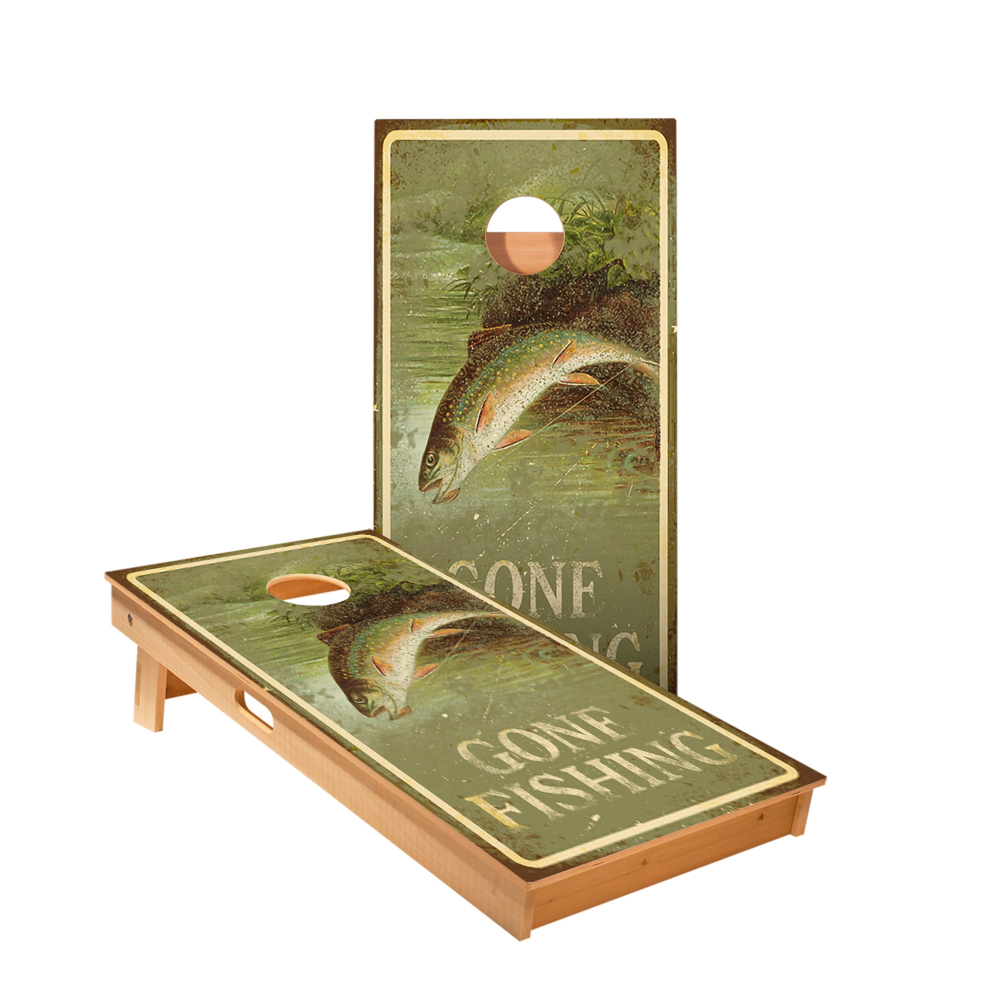Skip's Garage | Gone Fishin Sign Cornhole Boards | Includes (2) Boards ...