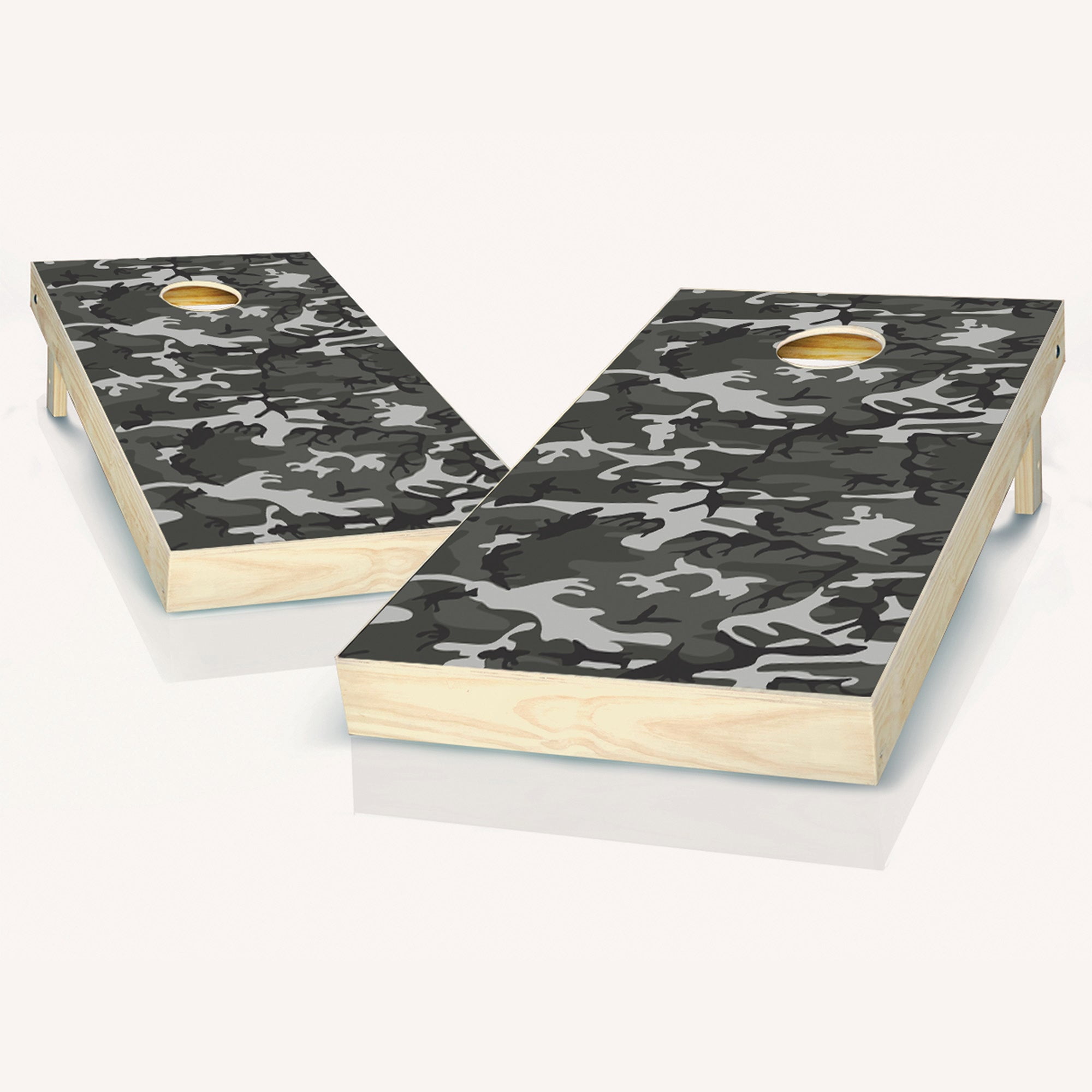 Skip's Garage Gray Camo Solid Wood Cornhole Board Set - Walmart.com
