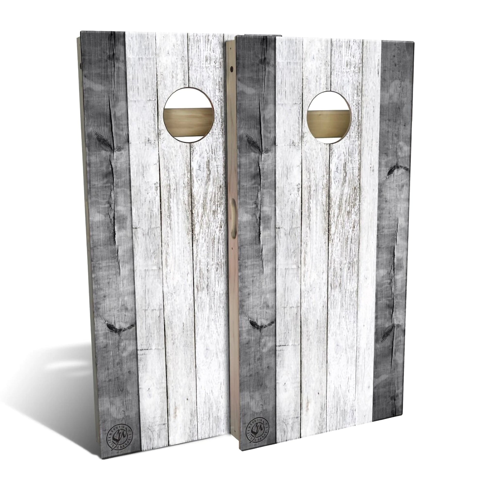 Skip's Garage Grey Barn Wood Outdoor Cornhole Game (Choose Wraps or ...