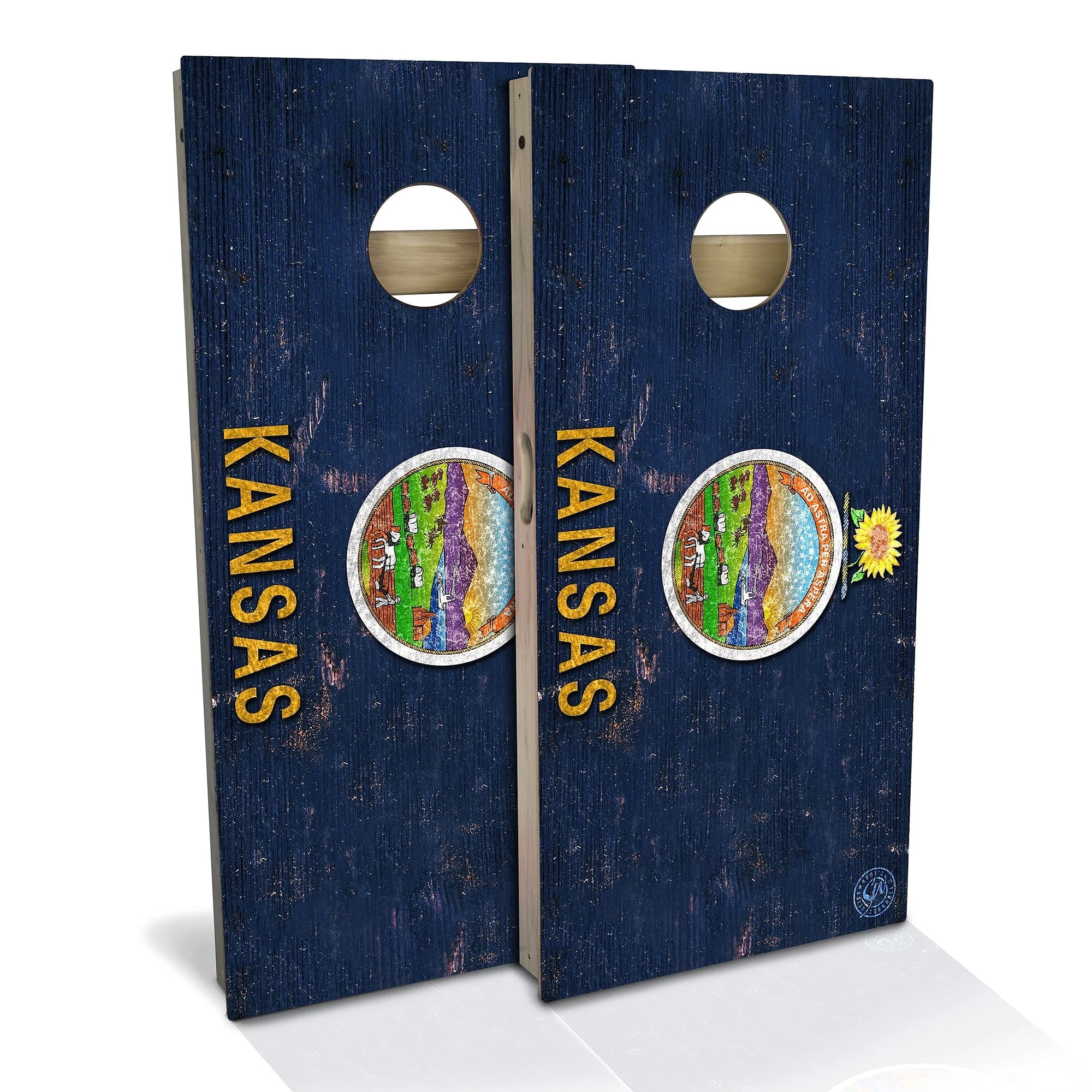 Skip's Garage Kansas Flag Outdoor Cornhole Board Set Include Carrying ...