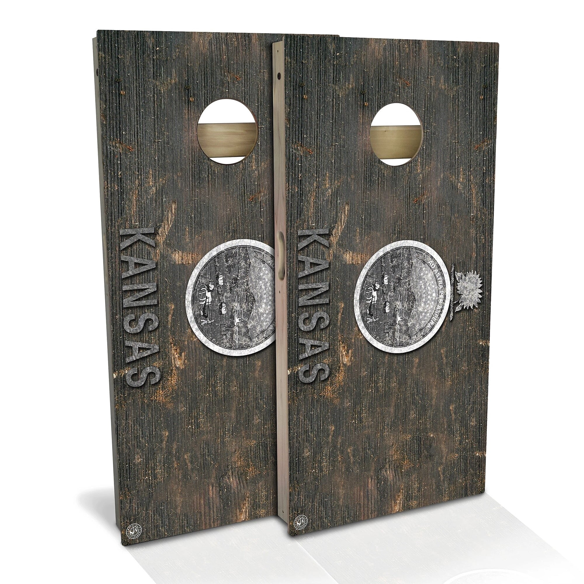 Skip's Garage Kansas Flag Rustic Outdoor Cornhole Board Set Include ...