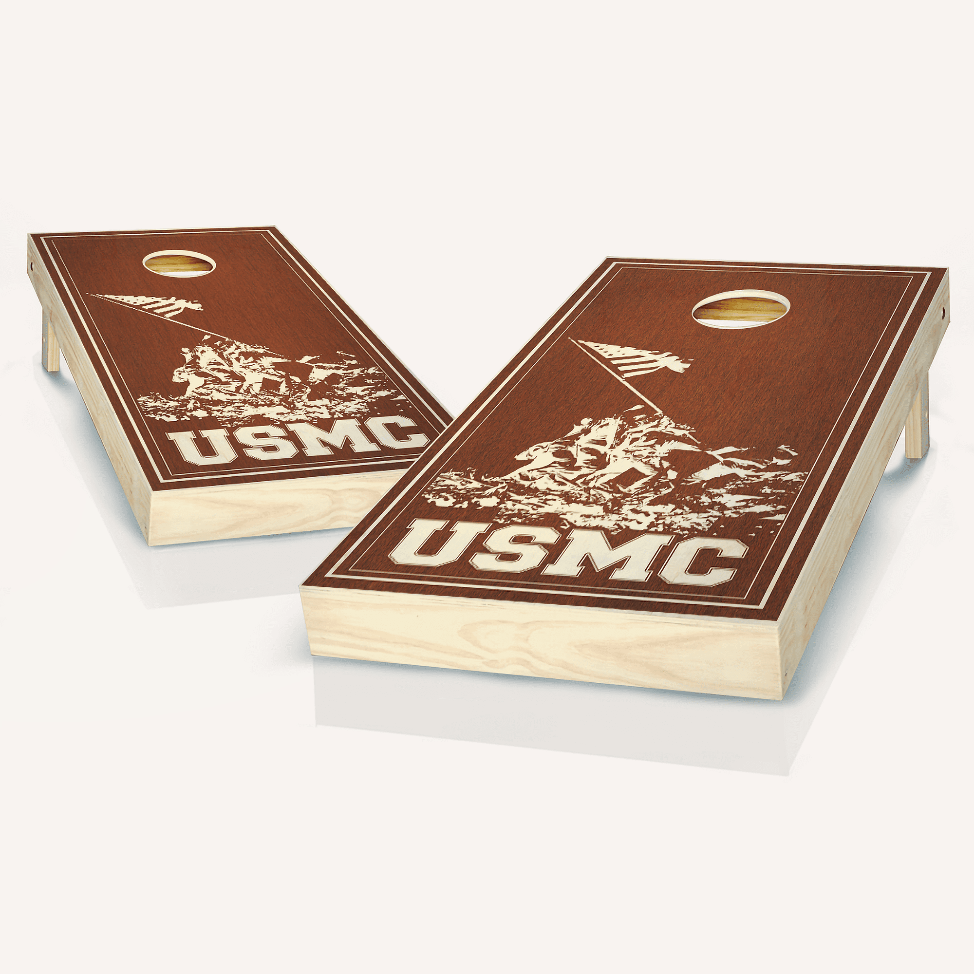 Skip's Garage Marines USMC Rosewood Solid Wood Cornhole Board Set ...