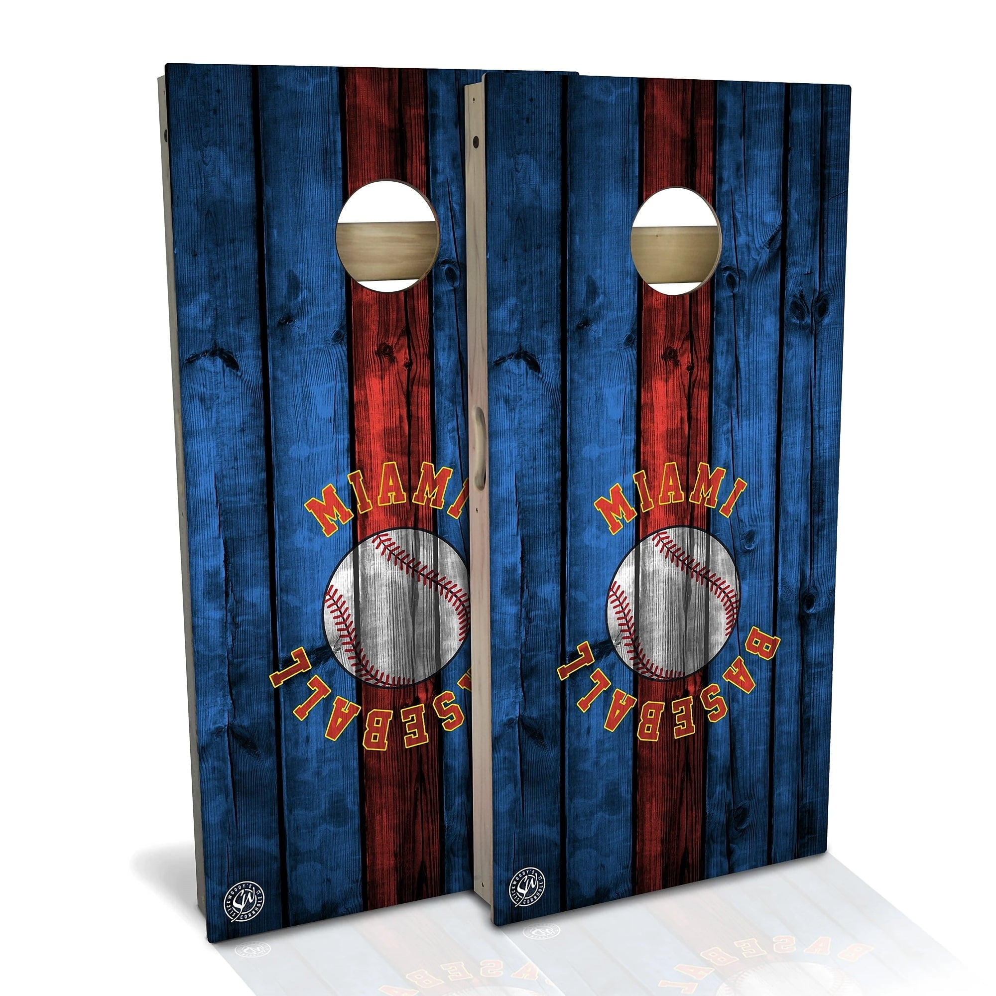 Skip's Garage Miami Baseball Outdoor Cornhole Board Set Include ...