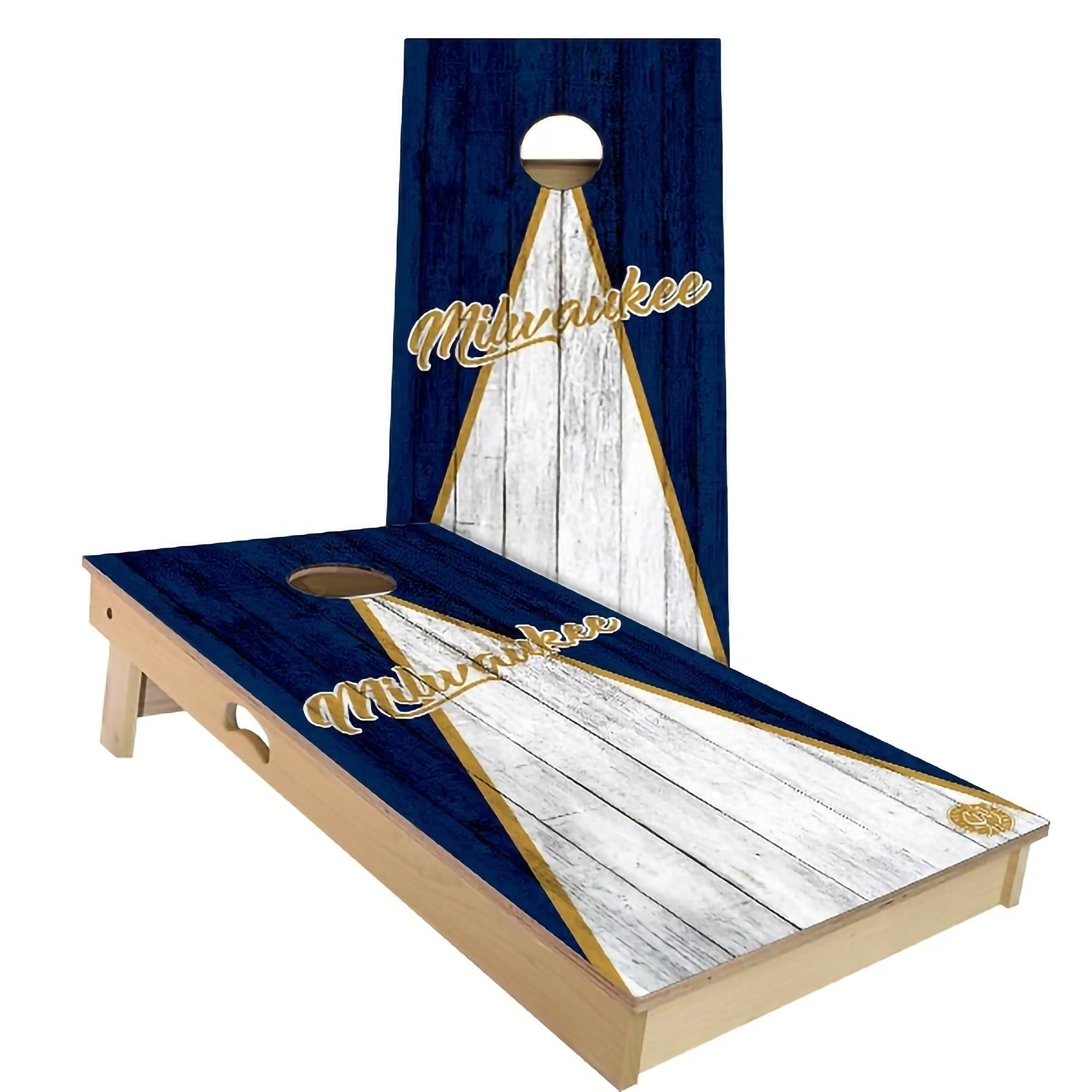 Skip's Garage Milwaukee Triangle Baseball Outdoor Cornhole Game (Choose ...