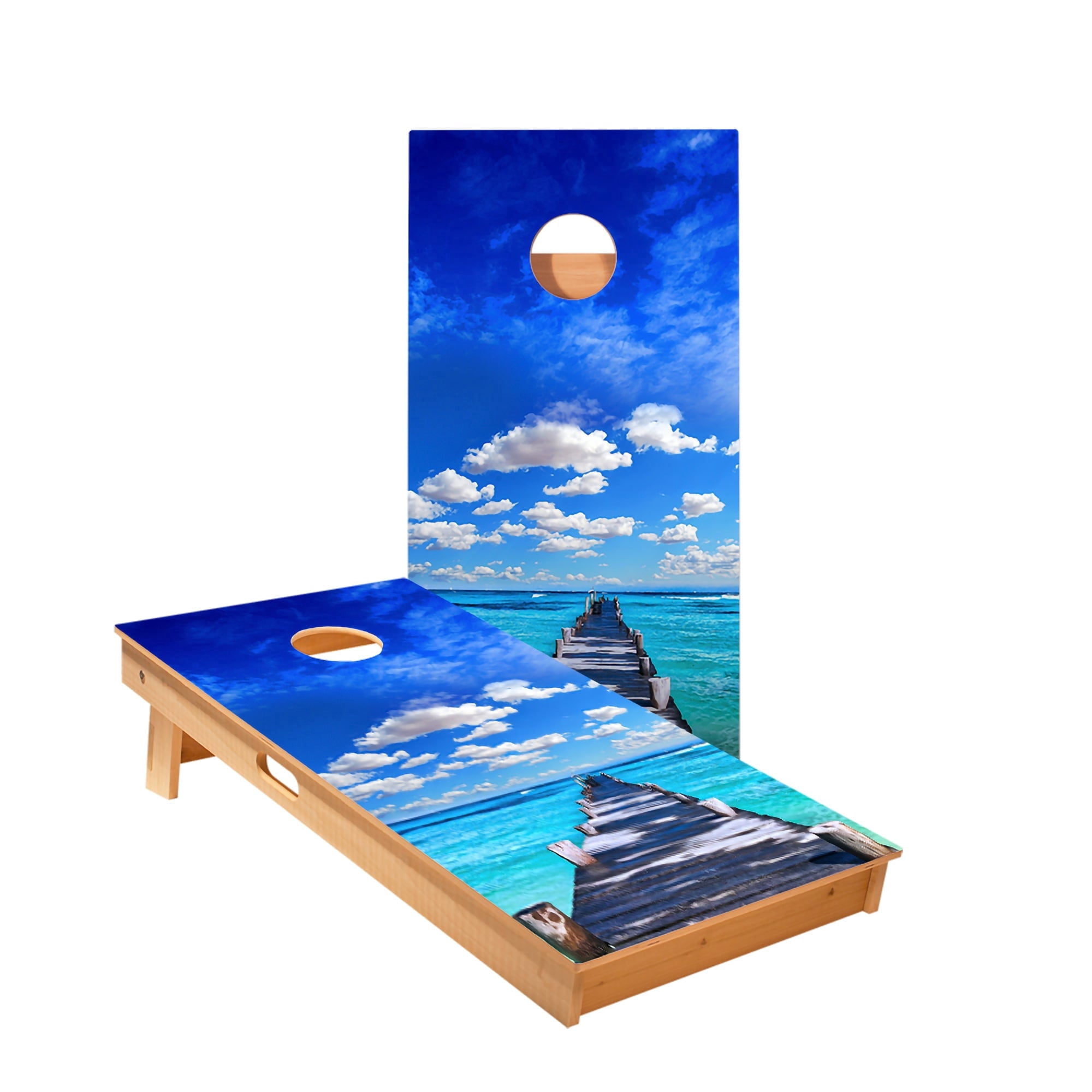 Skip's Garage | Ocean Boardwalk Cornhole Boards with Bags - Walmart.com