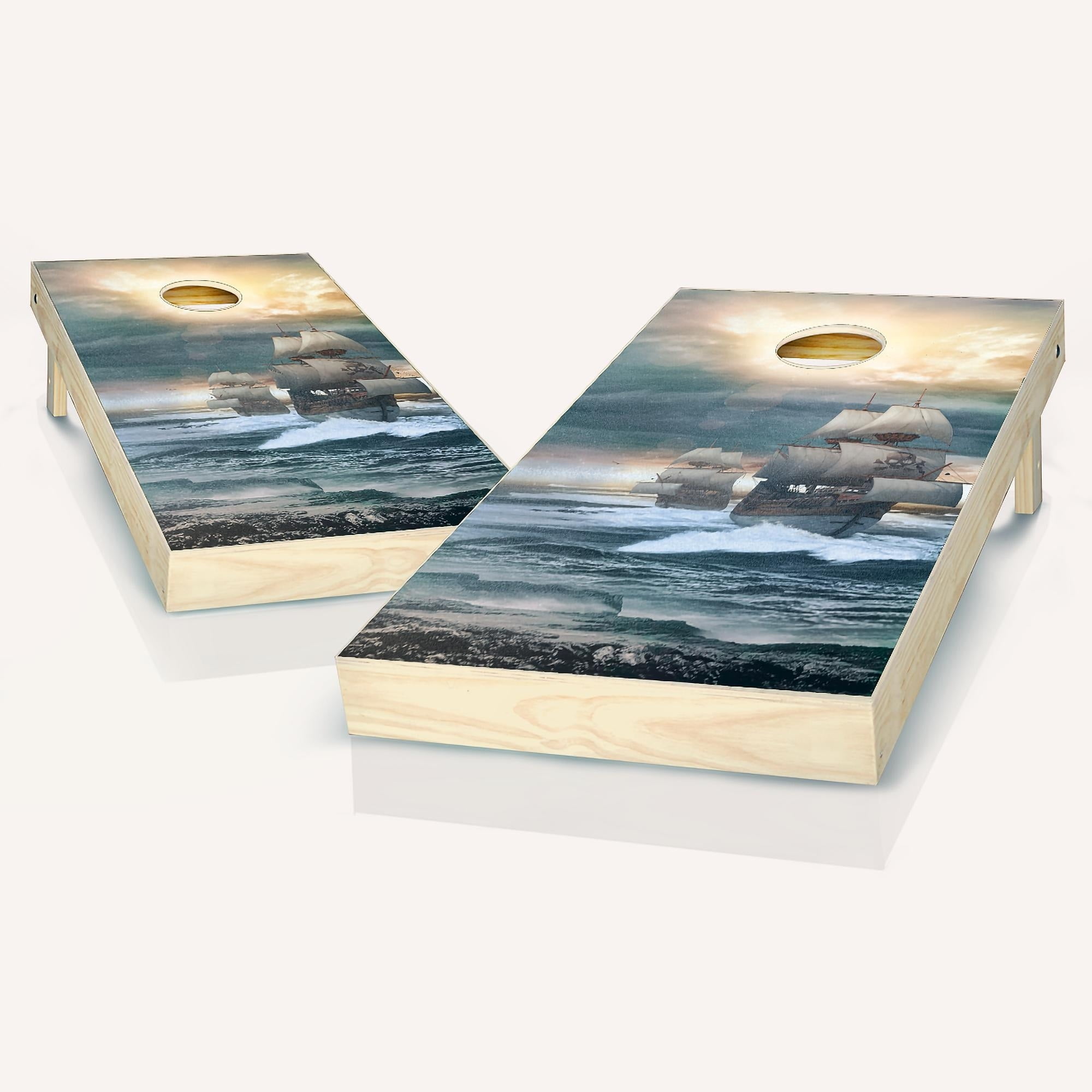 Skip's Garage Pirate Ship Outdoor Cornhole Board Game Set Include ...