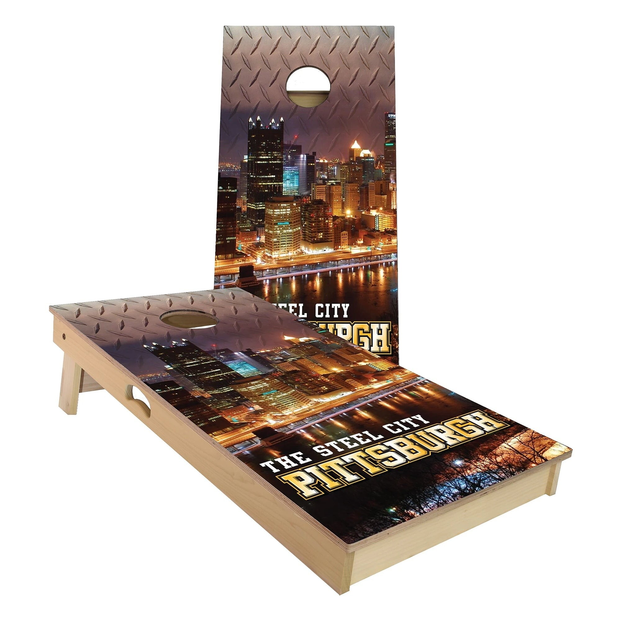Skip's Garage Pittsburgh City Outdoor Cornhole Game (Choose Wraps or ...