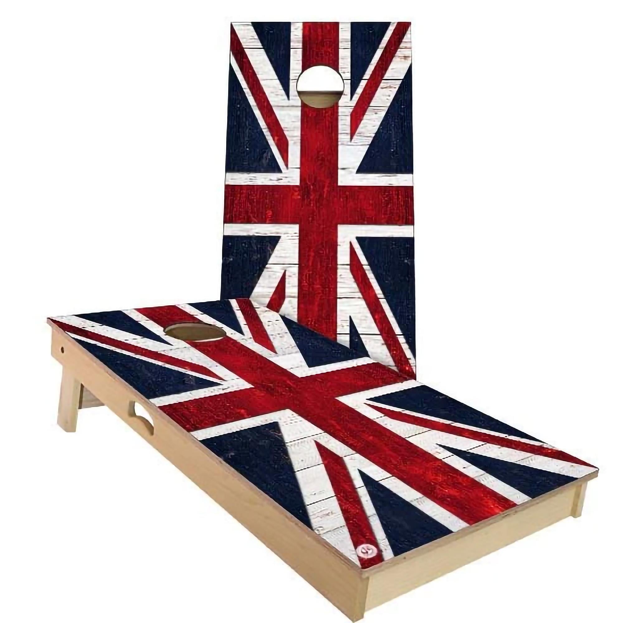Skip's Garage United Kingdom UK Flag Solid Wood Cornhole Board Set ...