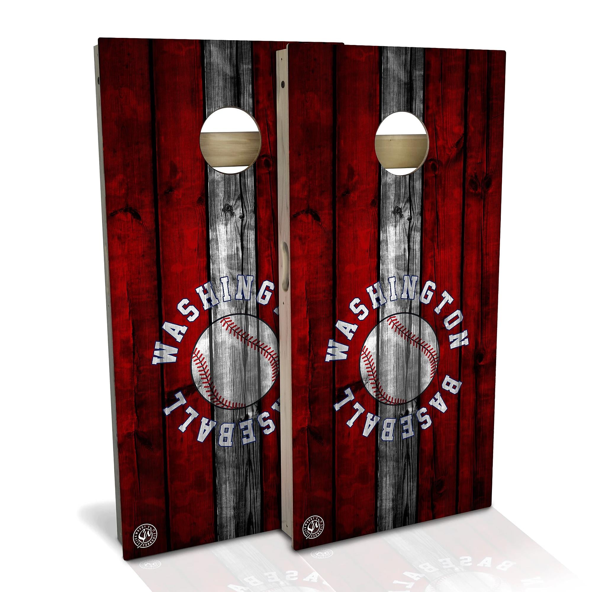 Skip's Garage Washington Baseball Solid Wood Cornhole Board Set ...
