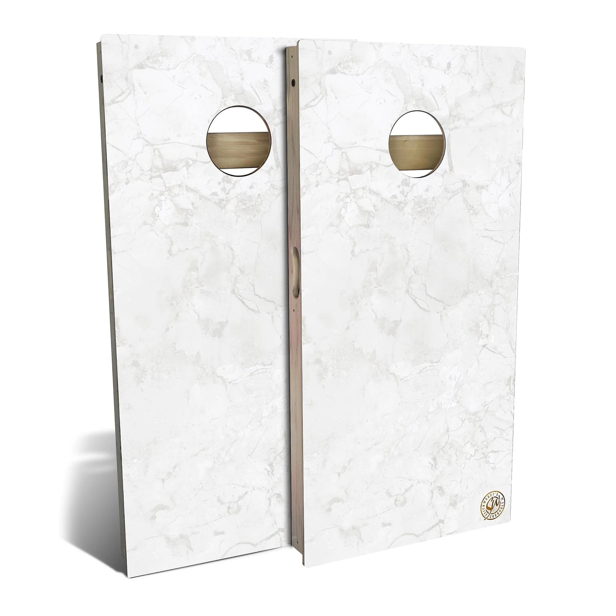 Skip's Garage White Marble Outdoor Cornhole Game (Choose Wraps or ...