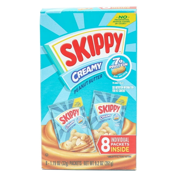 Skippy Creamy Individual Squeeze Packs, 8 Pouches, 9.2 oz. - Walmart.com