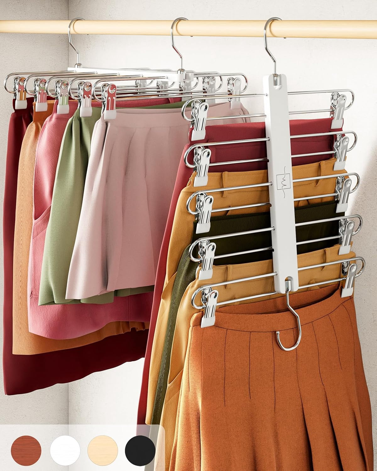 Skirt Hangers Space Saving with Clips - 2 Pack - European Beechwood 5 ...