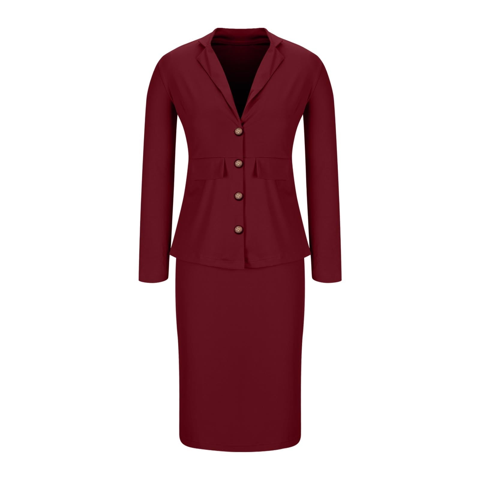 Skirt Set Sevevn 2 Piece Outfits for Women Solid Blazer Jacket Skirts ...