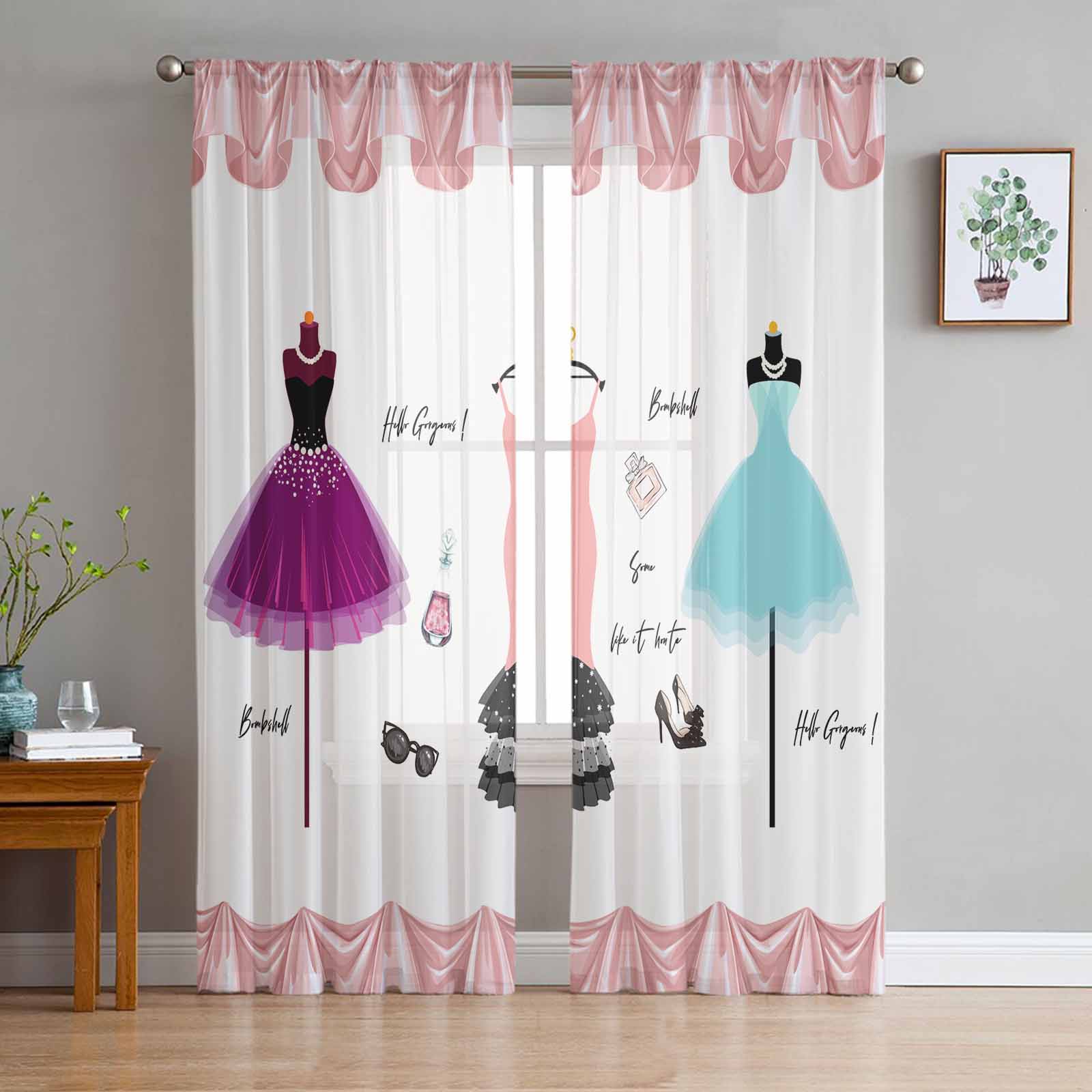 Skirt Sunglasses Fashion Perfume Women Tulle Sheer Window Curtains for ...